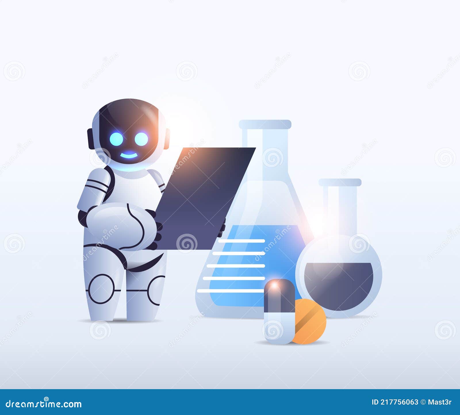 Robot Chemist With Test Tubes Making Chemical Experiment In Lab ...