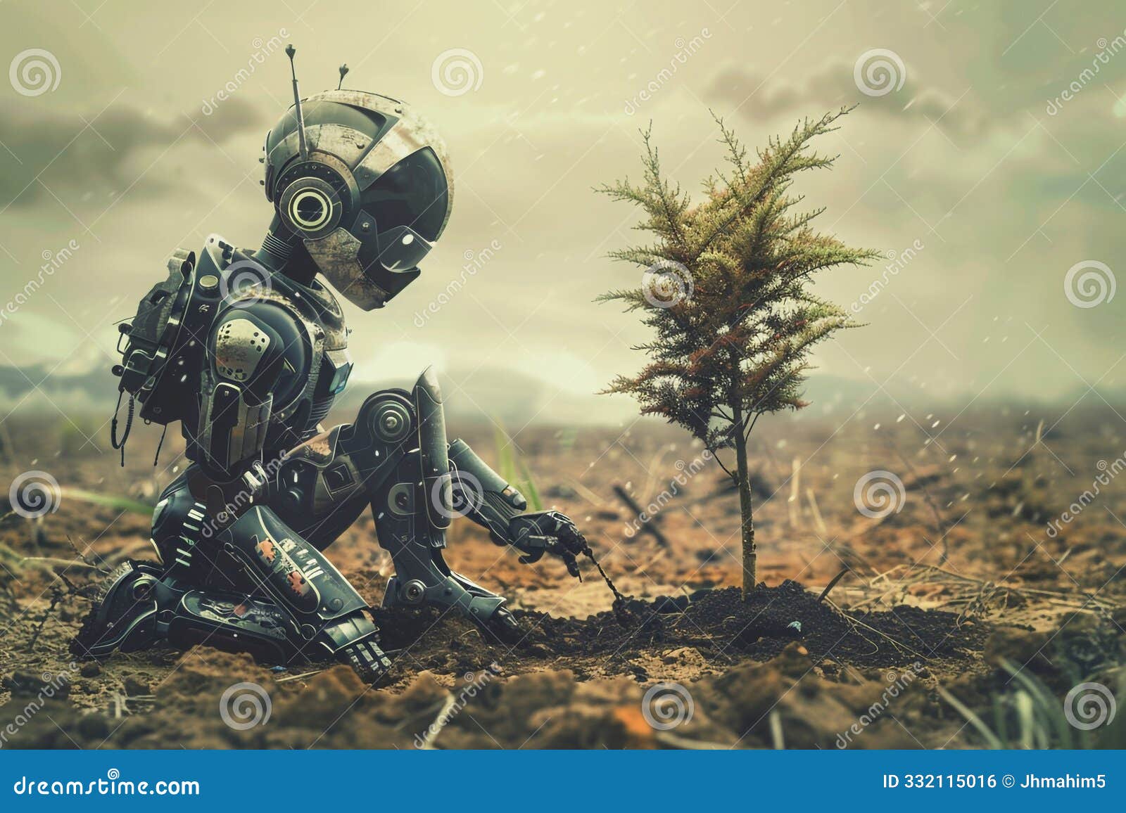 A Robot And A Child Planting A Tree Together Symbolizing The ...