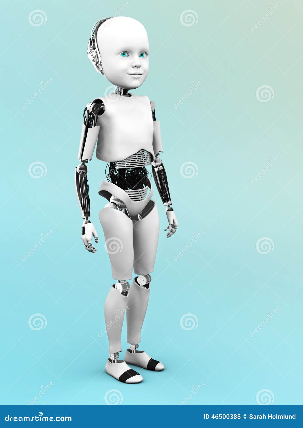 Robot With Child Fly A Kite Vector. Isolated Illustration ...