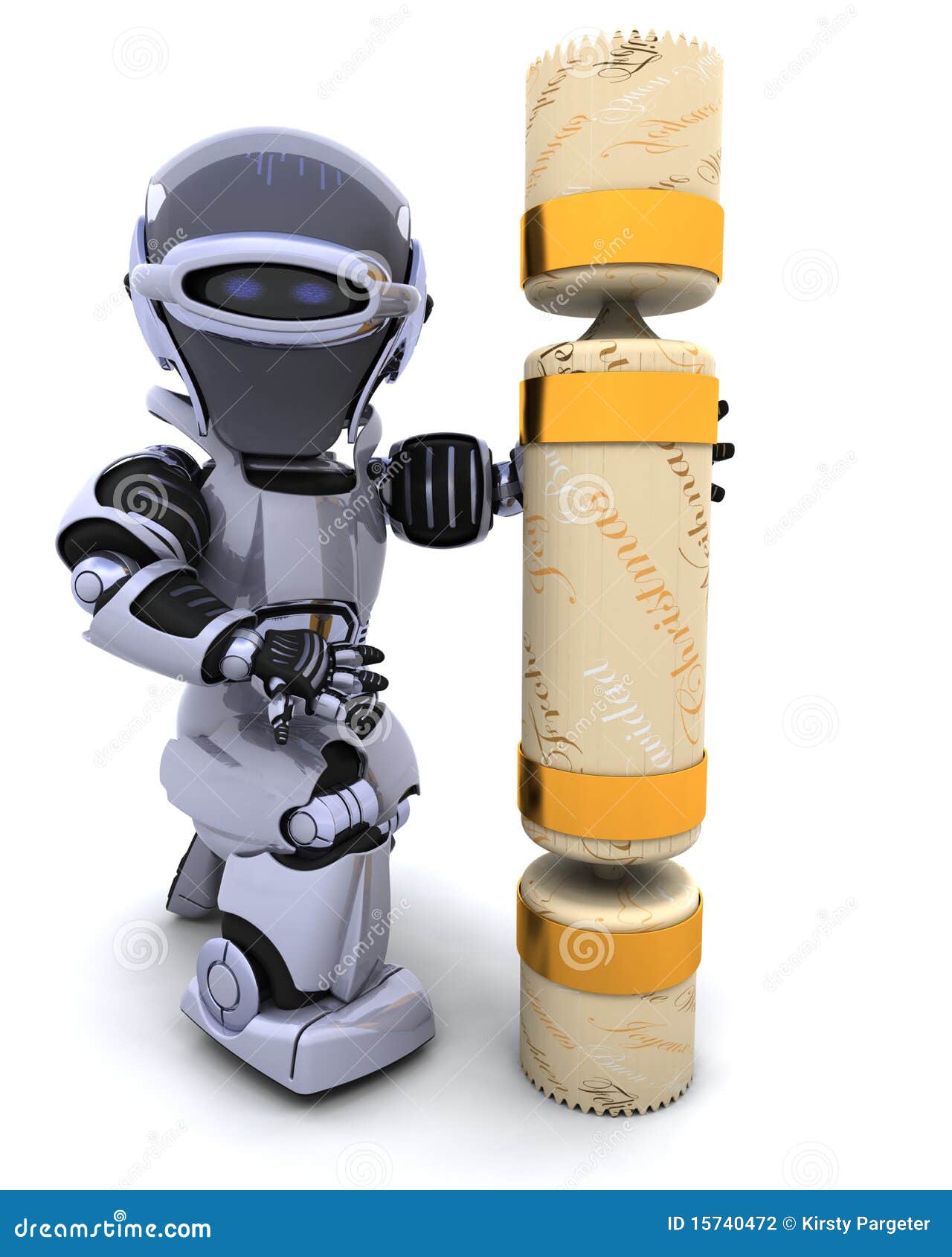 Robot with a Christmas Cracker Stock Illustration - Illustration of ...