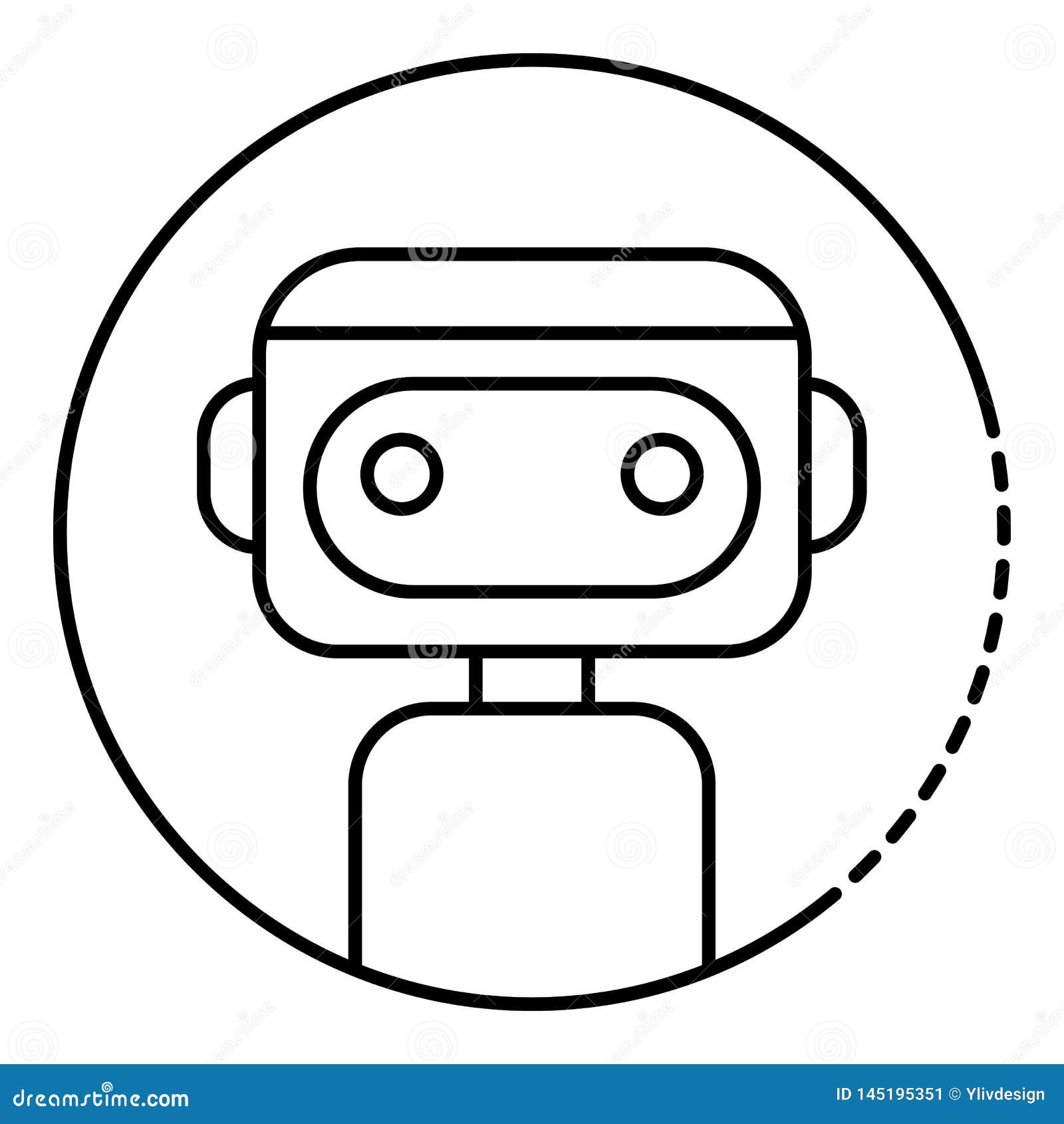 Robot in the Circle Icon, Outline Style Stock Vector - Illustration of ...