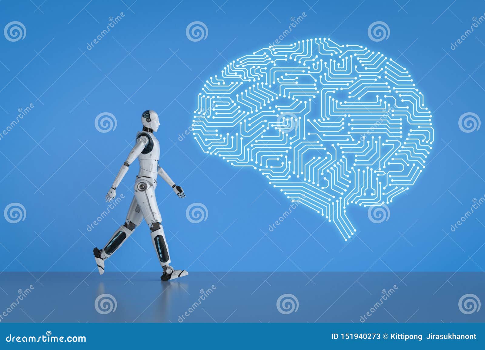 Robot with circuit brain stock illustration. Illustration of automatic ...