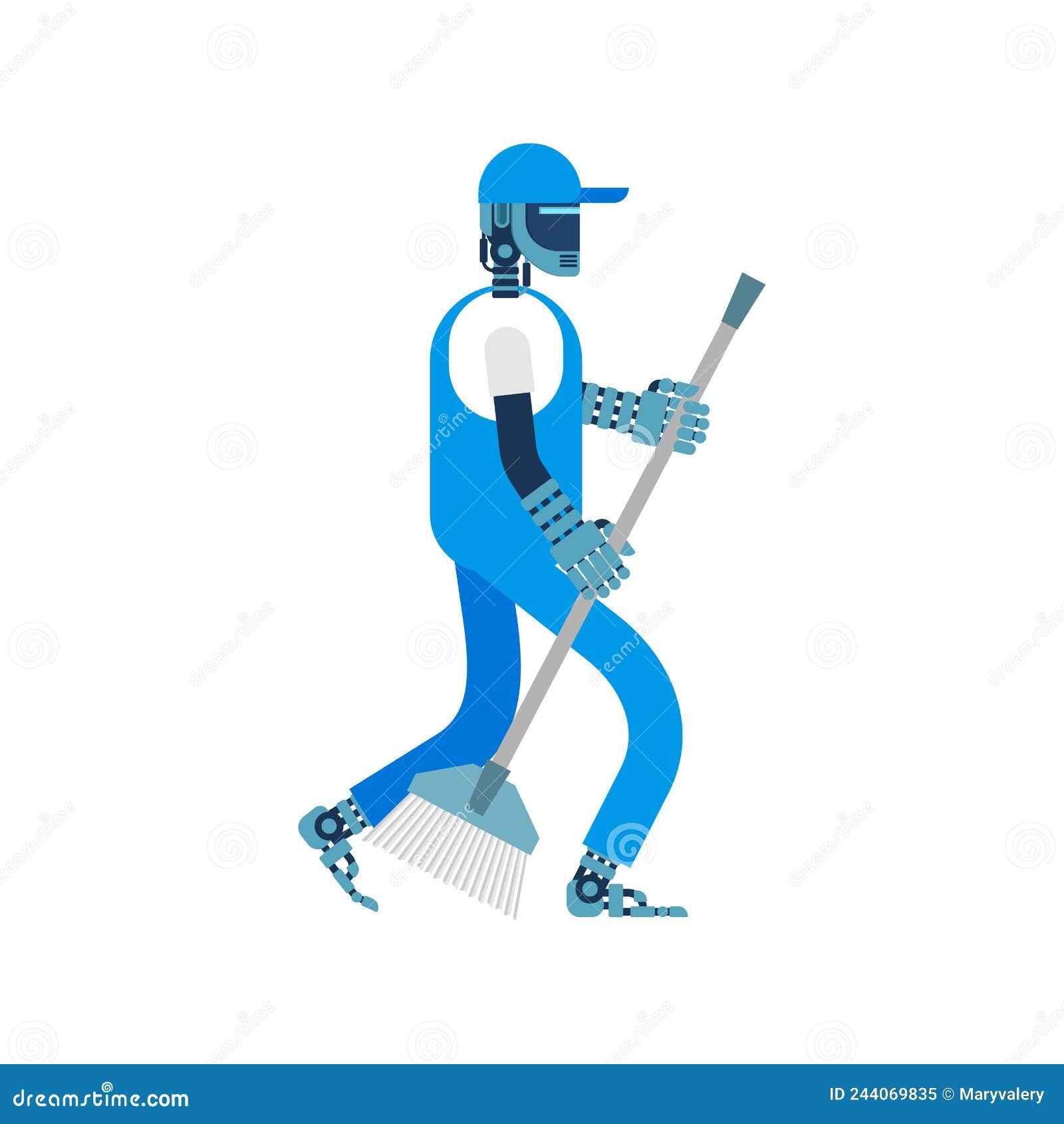 Robot Cleaner Isolated. Cyborg Janitor of the Future Stock Vector ...