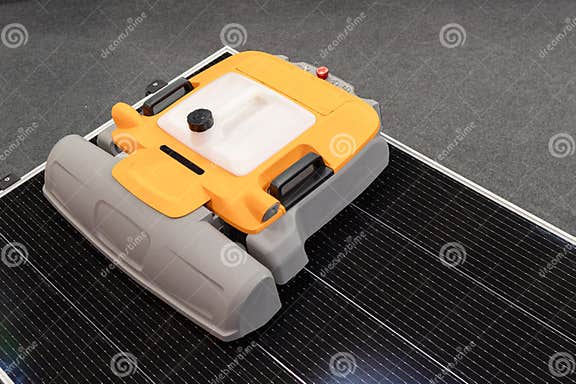 Robot Cleaner on Solar Panel Stock Image - Image of solar, electricity ...