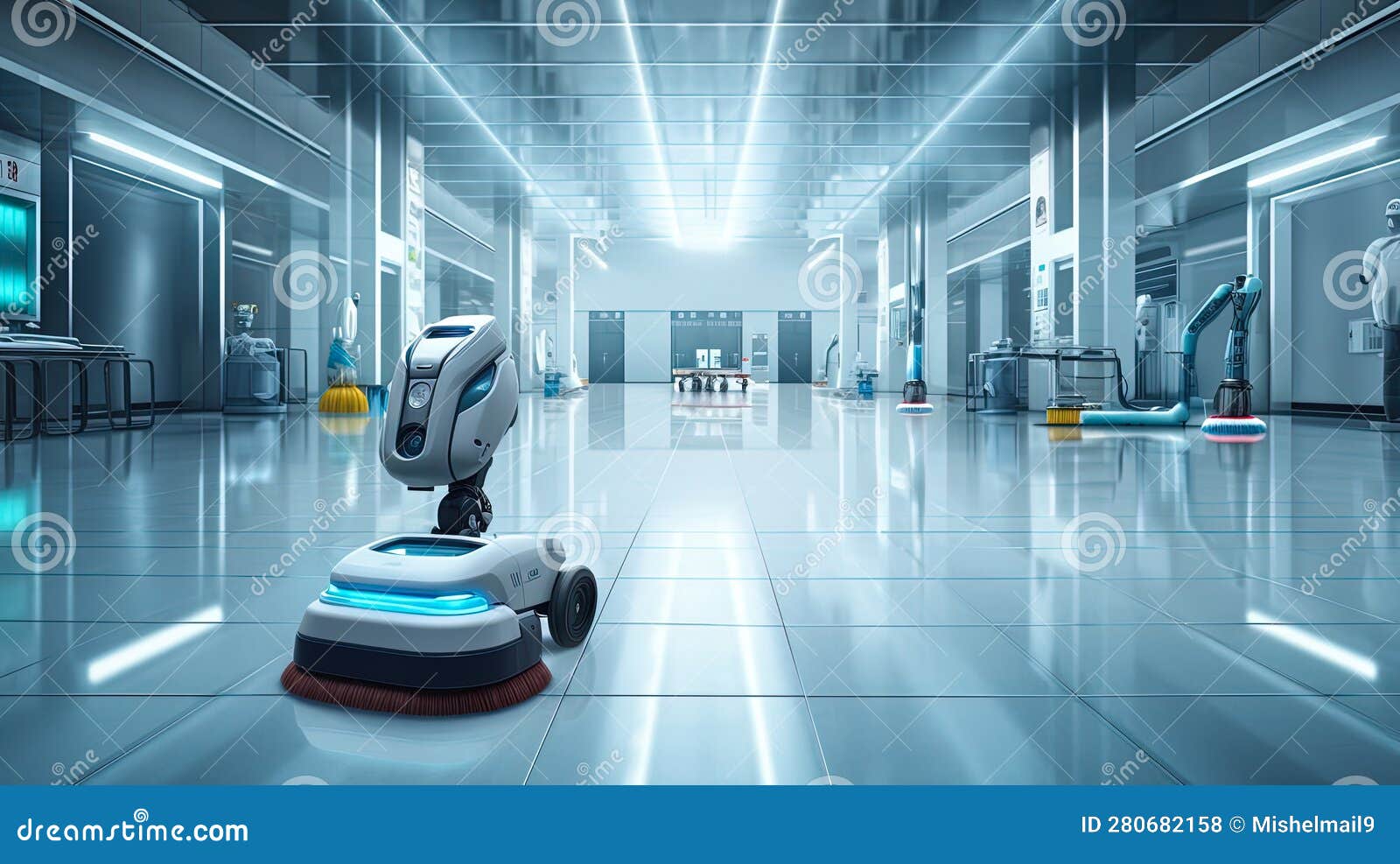Robot Cleans Big Room, Office or Laboratory. Professional Robot Cleaner ...