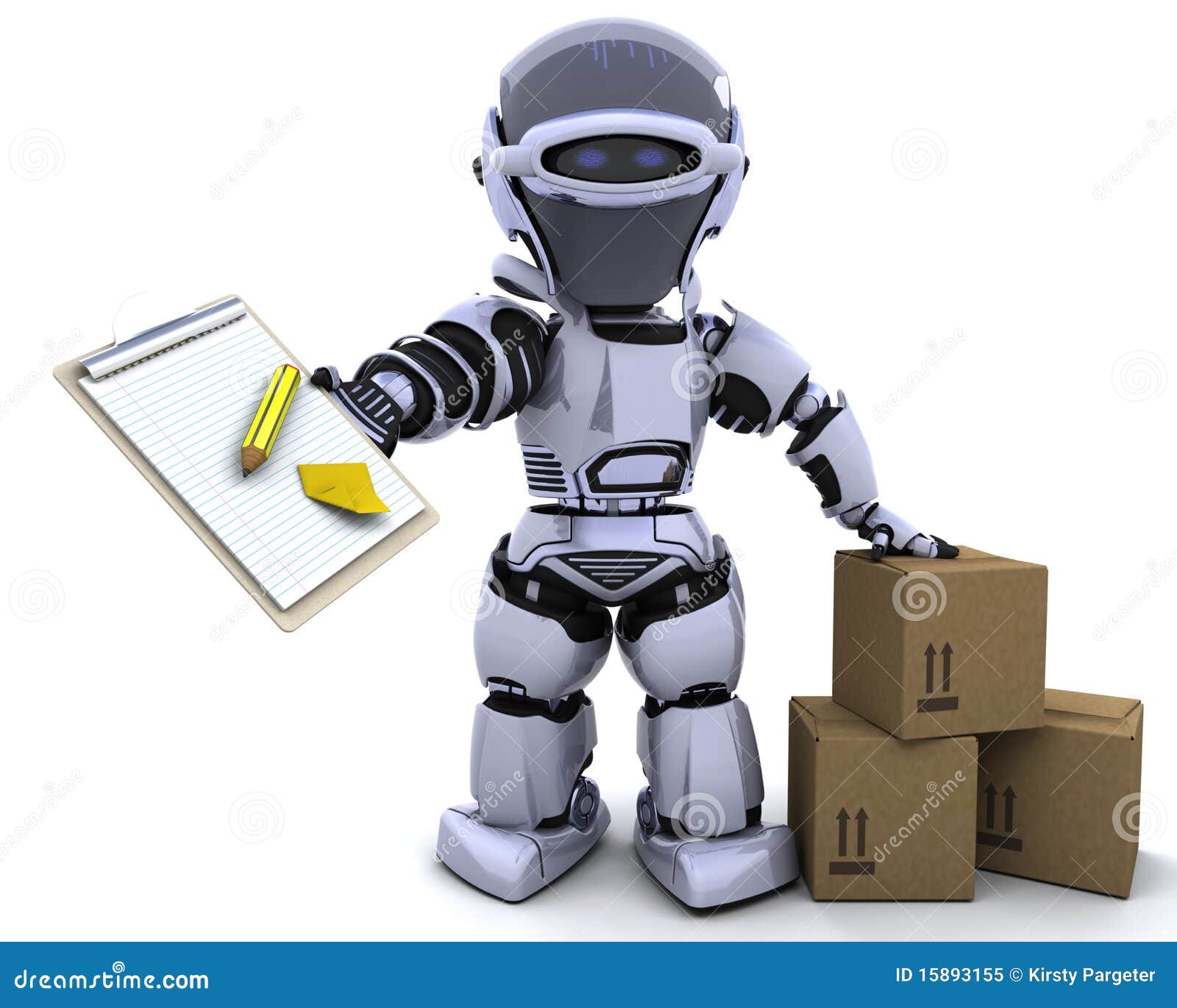 Robot With Clipboard And Boxes Stock Image | CartoonDealer.com #15893155