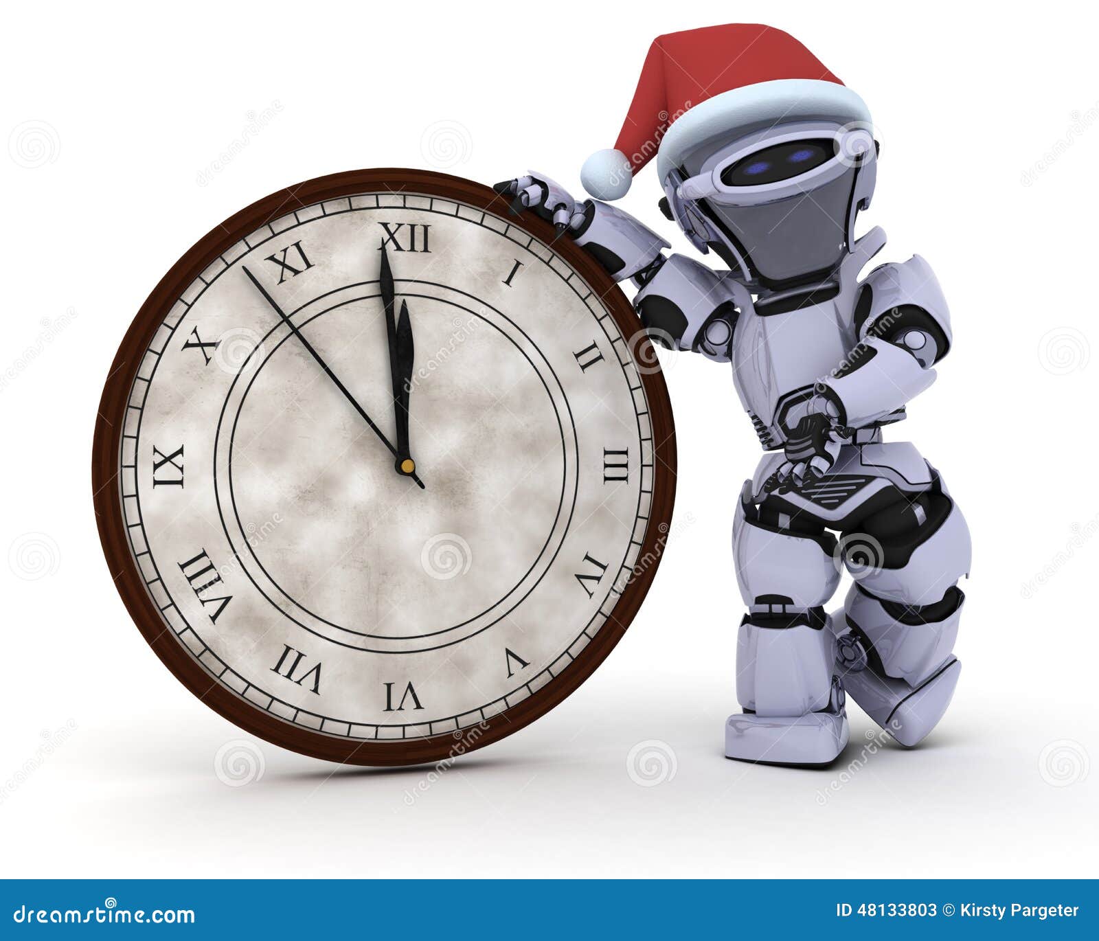 Robot With Clock. Technology Concept. . Contains Clipping Path Royalty ...