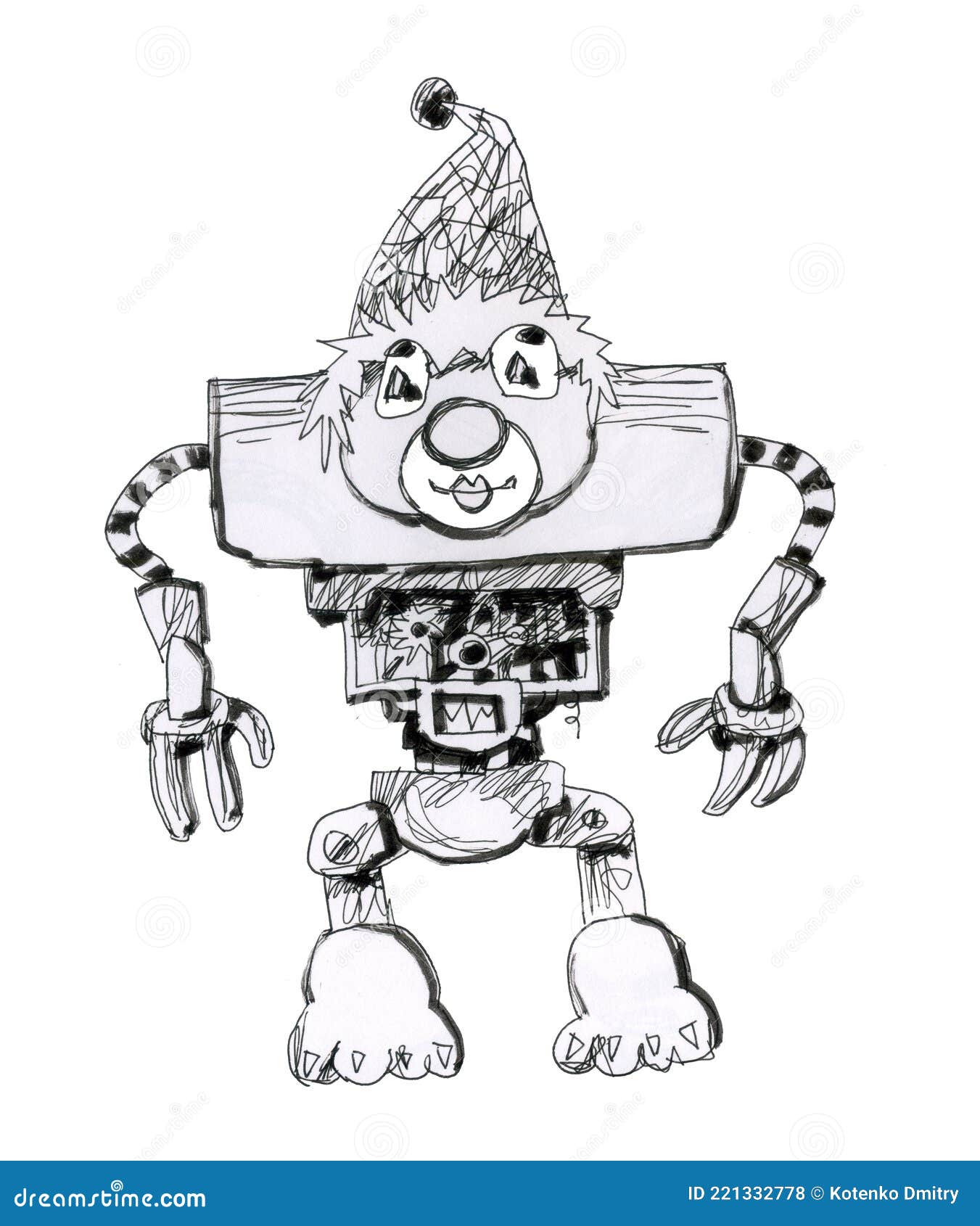 Robot Clown. Mechanical Character Stock Illustration - Illustration of ...