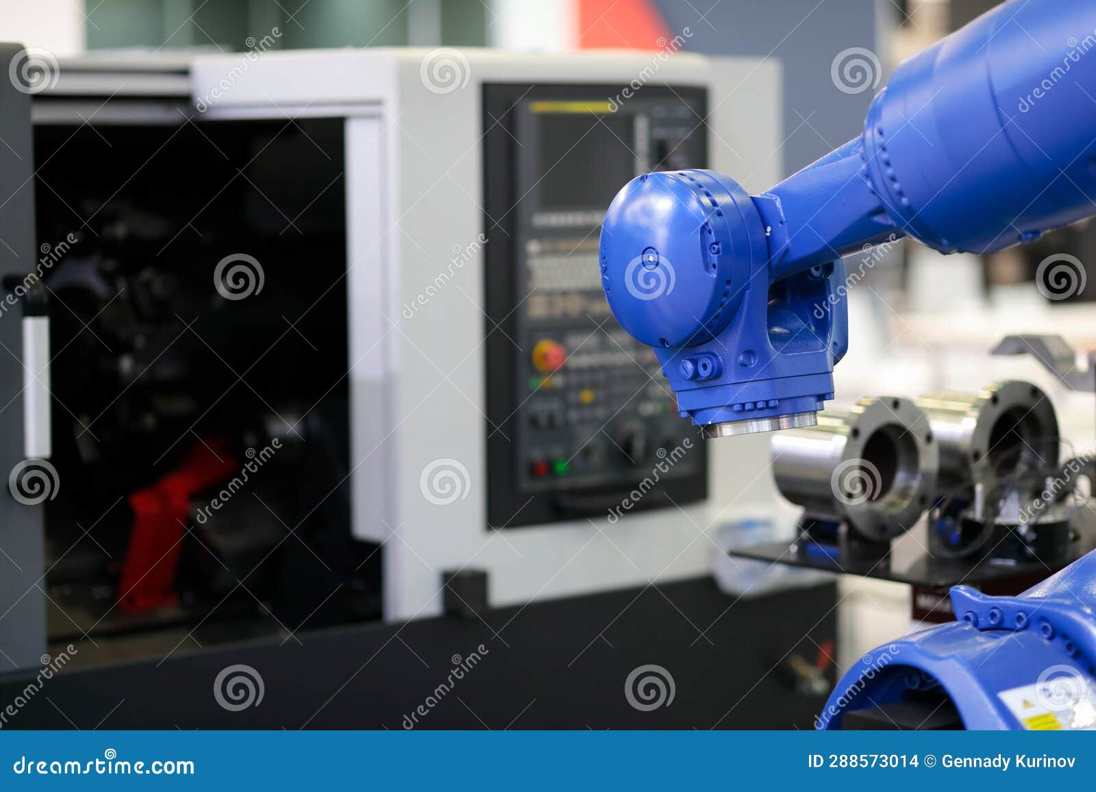 Robot Arm With CNC Lathe Machine Stock Photography | CartoonDealer.com ...