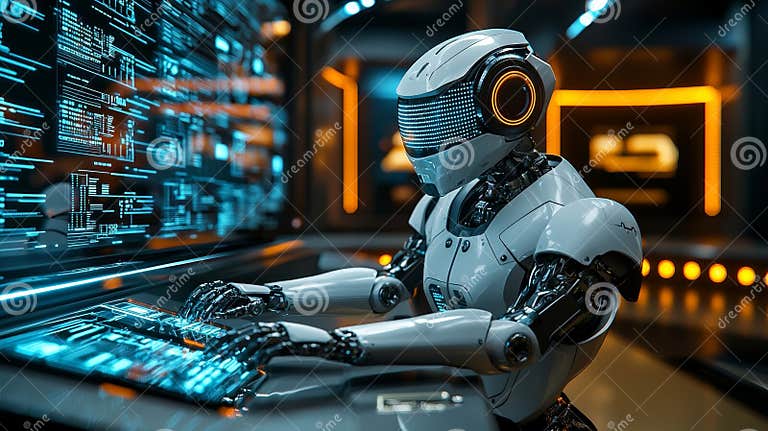 Robot Coding stock illustration. Illustration of coding - 335080123