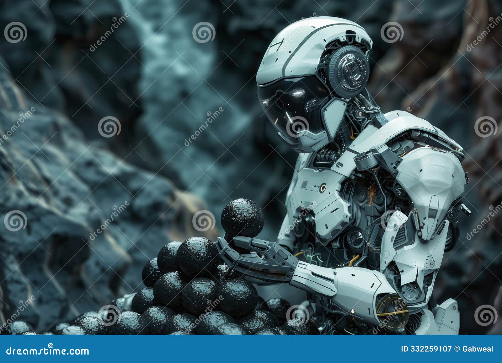 Robot Collecting Samples in Abyssal Deep Sea Plains, AI Generated Stock ...
