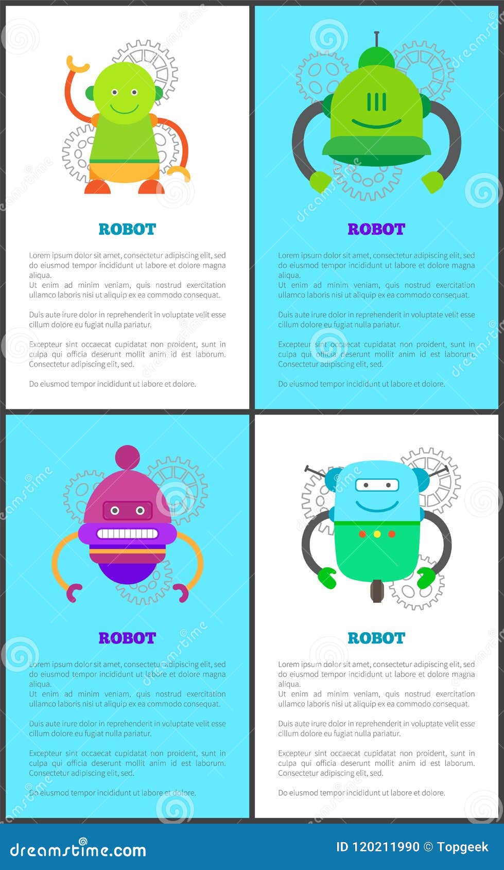 Robot Collection of Poster Vector Illustration Stock Vector ...