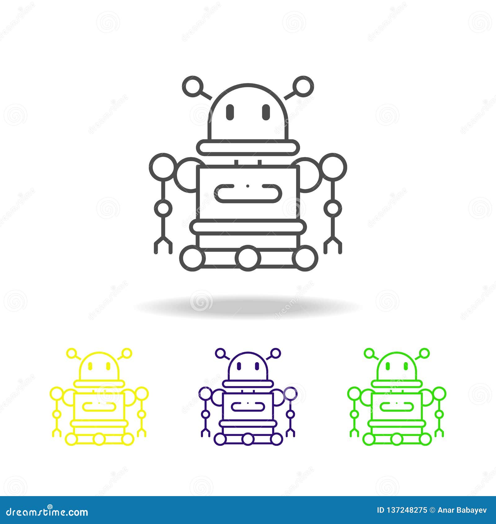 Robot Colored Icons. Element of Science Illustration. Thin Line ...