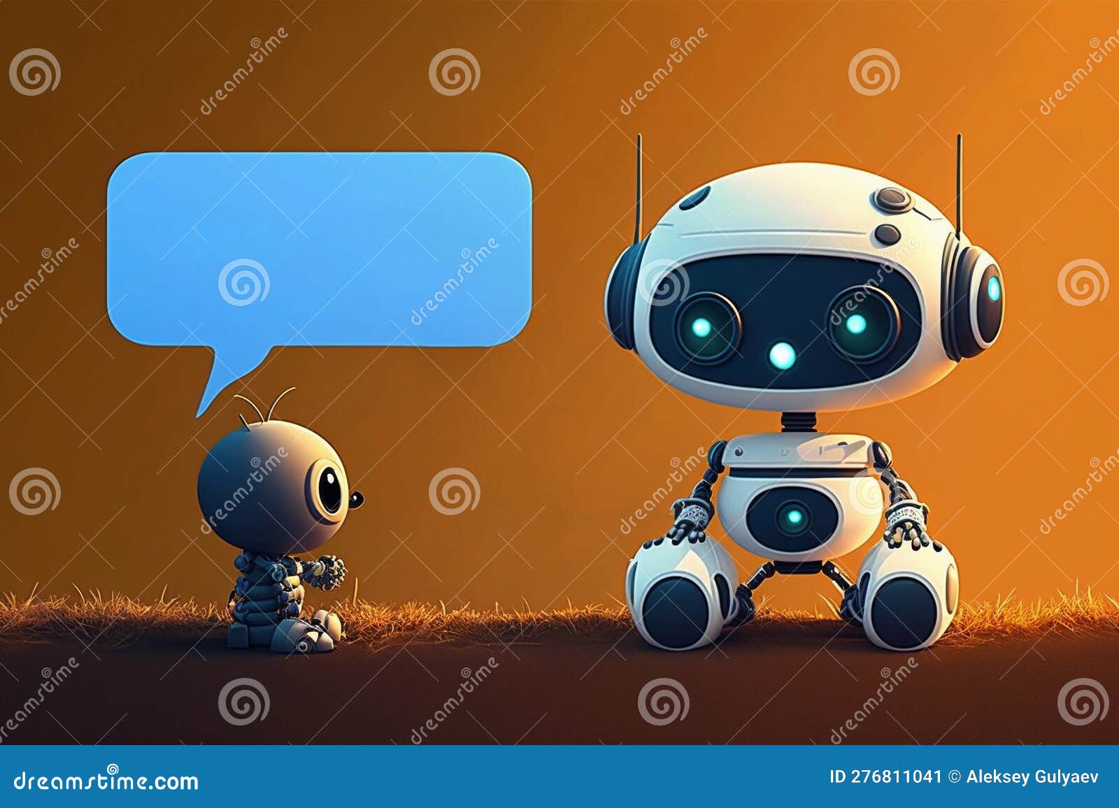 Robot Communication. Two Robots Talking, Empty Spaces for Text AI ...