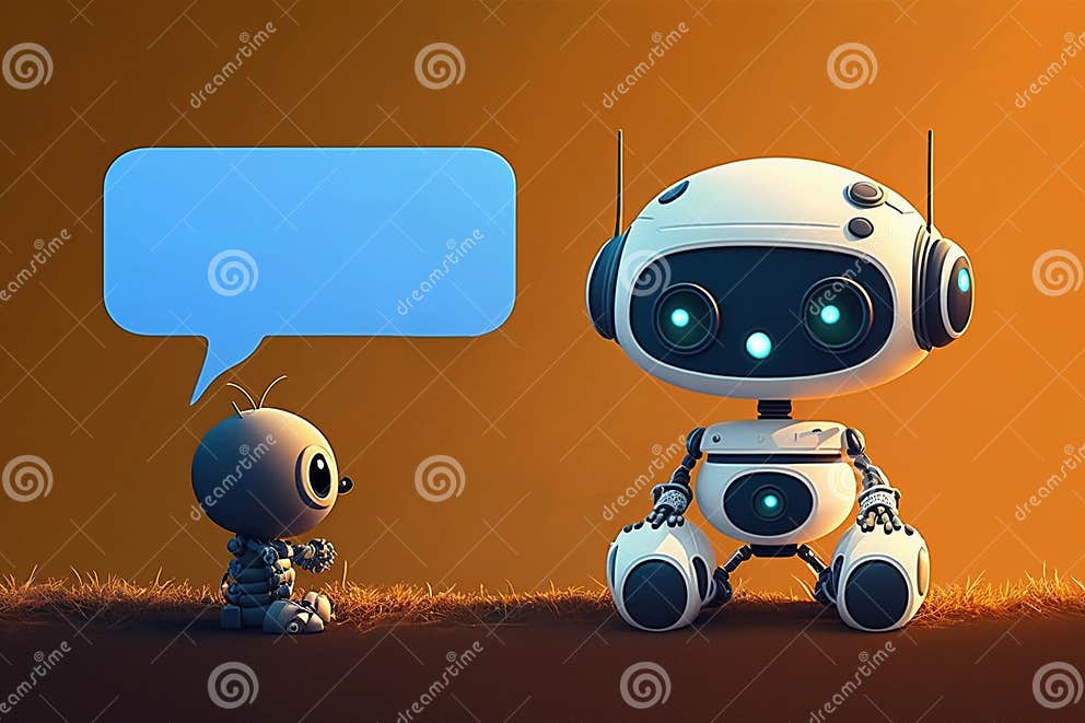 Robot Communication. Two Robots Talking, Empty Spaces for Text AI ...