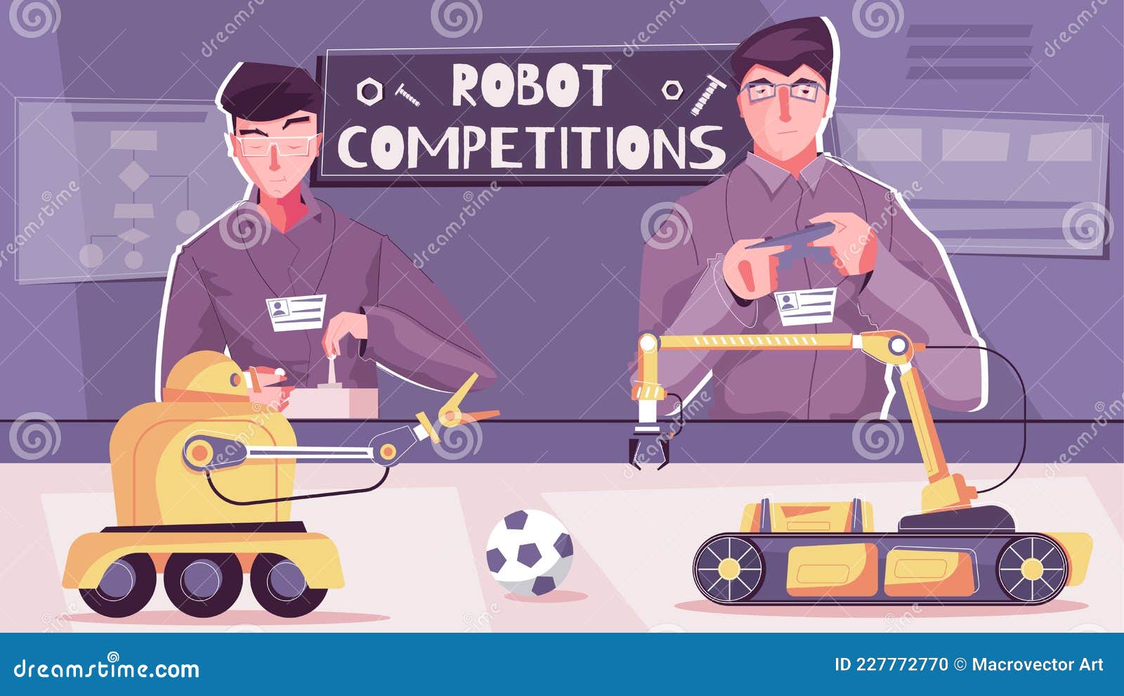 Robot Competitions Flat Composition Stock Vector - Illustration of ...