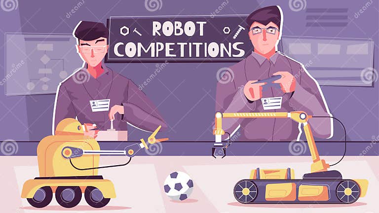 Robot Competitions Flat Composition Stock Vector - Illustration of ...