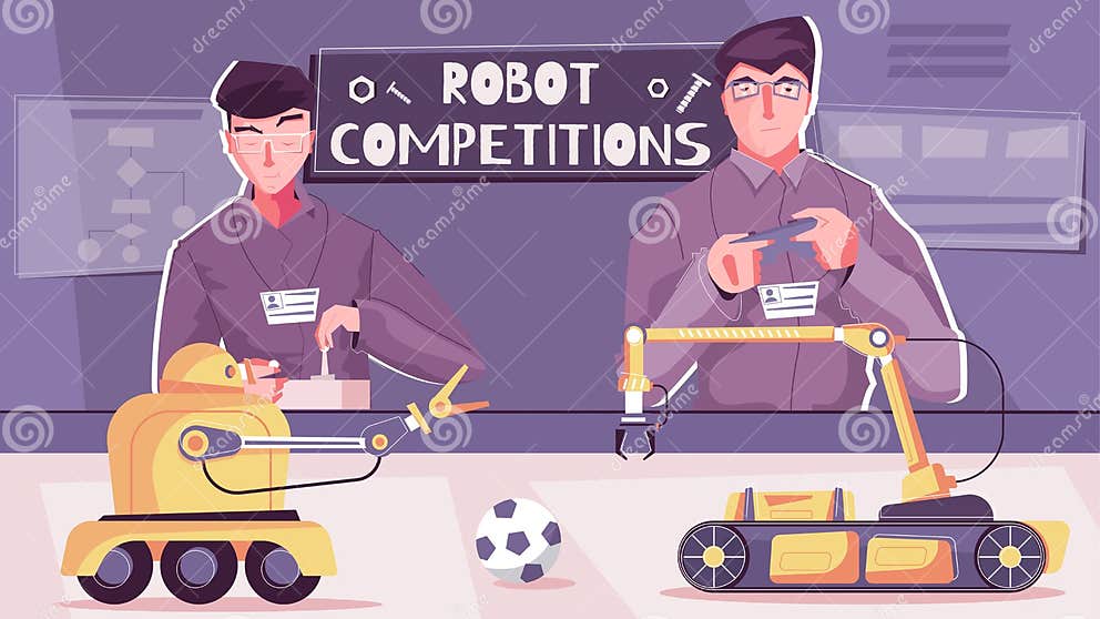 Robot Competitions Flat Composition Stock Vector - Illustration of ...