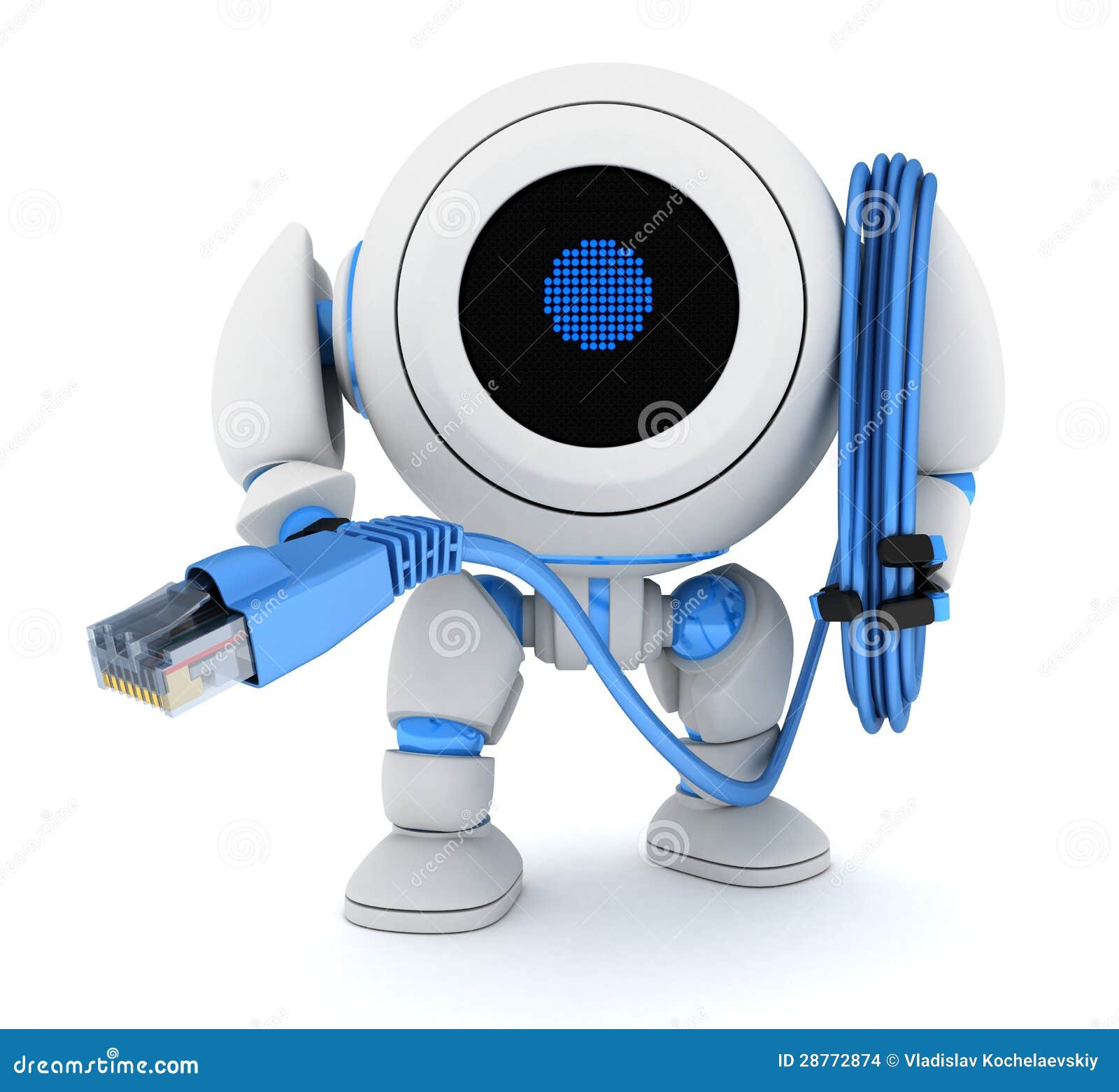 Robot and computer cable stock illustration. Illustration of network ...