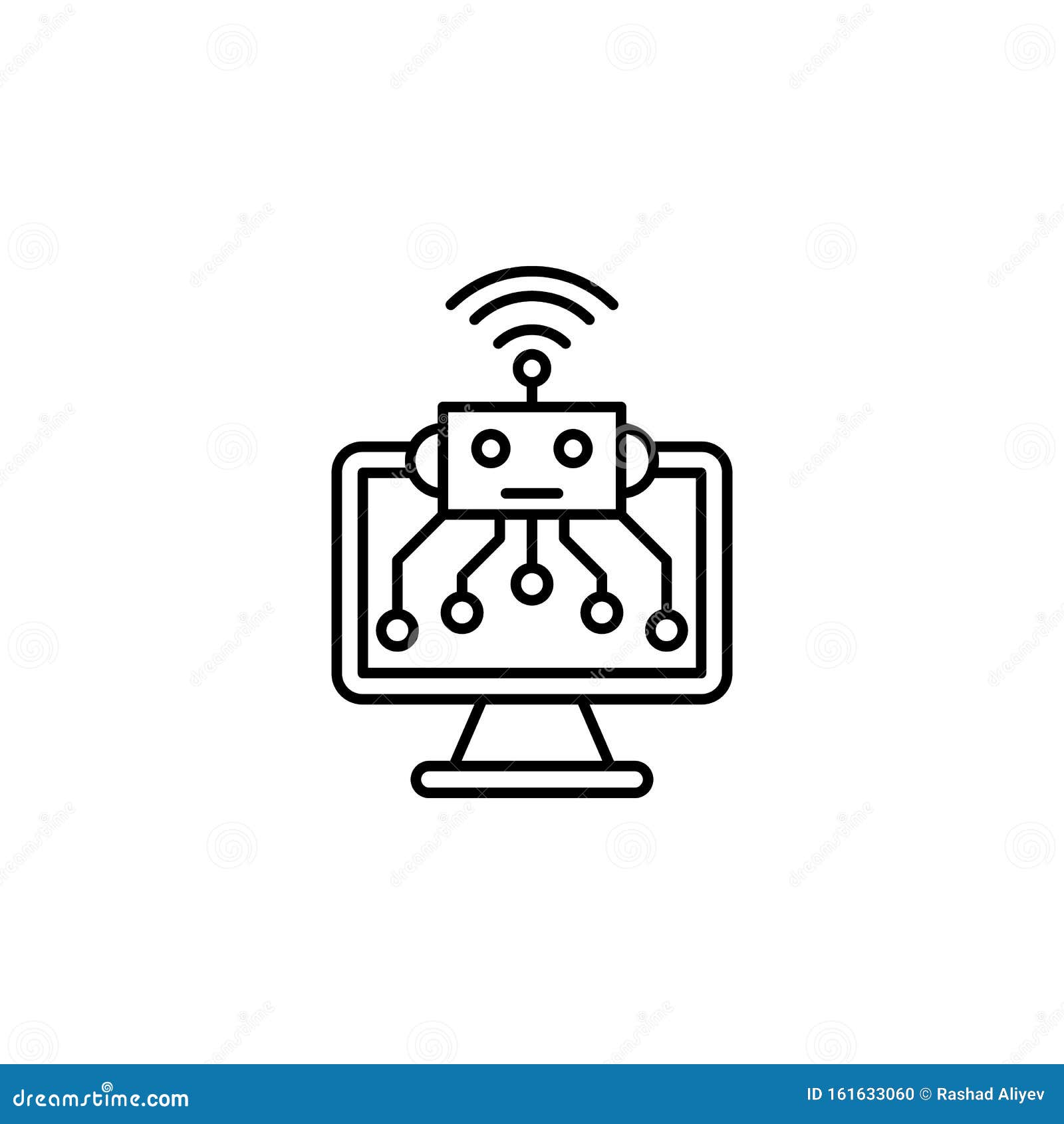 Robot Computer Connection Icon. Simple Line, Outline Vector of ...