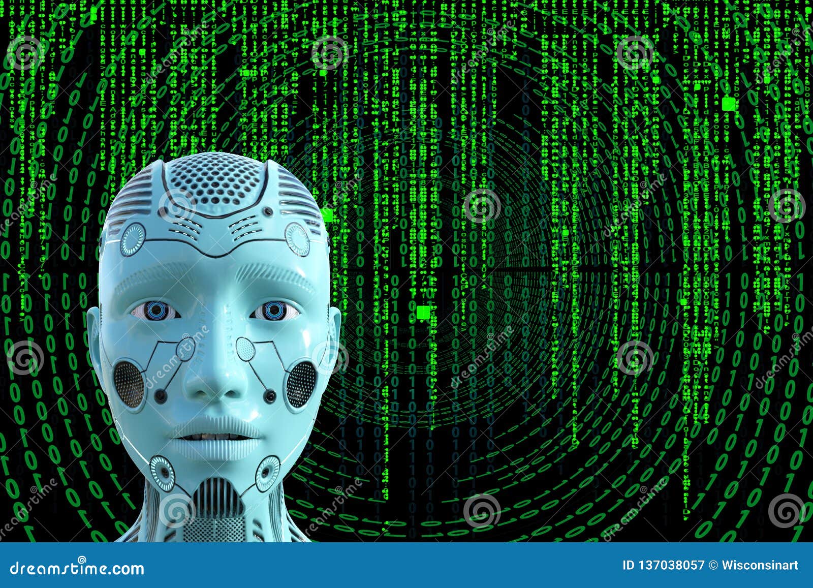 Robot Computer Technology Matrix Background Stock Illustration ...