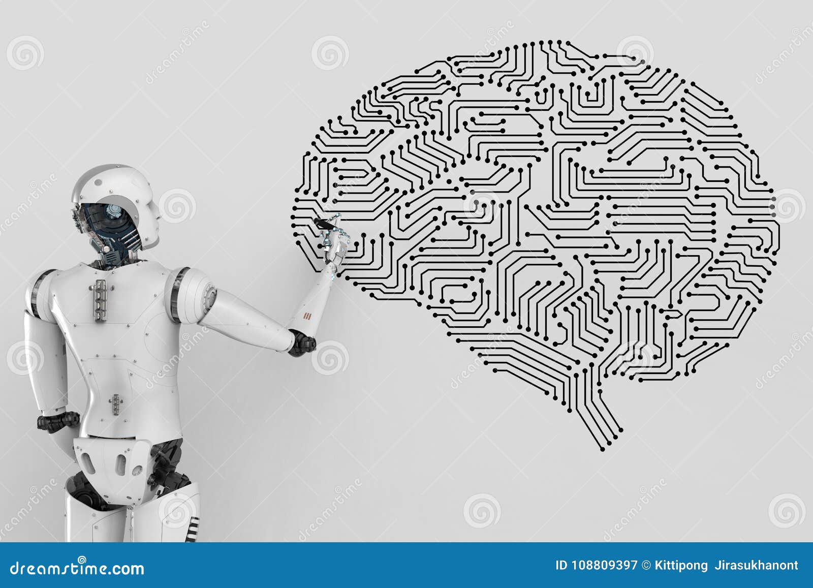 Robot Con El Cerebro Del Circuito Stock de ilustración - Ilustración de ...