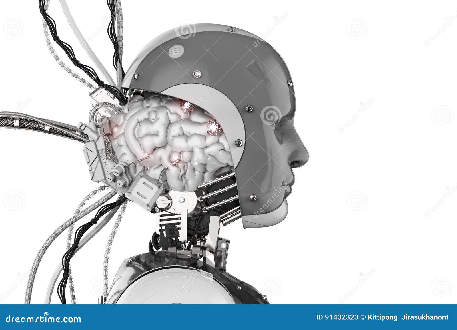 Robot Con El Cerebro Y Los Alambres Imagen de archivo - Imagen de brazo ...