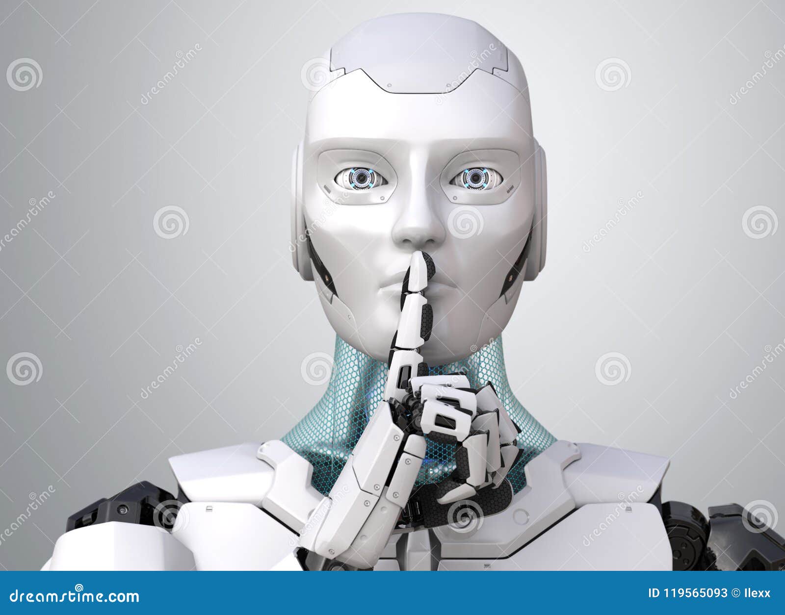 Robot Con El Finger En Los Labios Que Piden Silencio Stock de ...