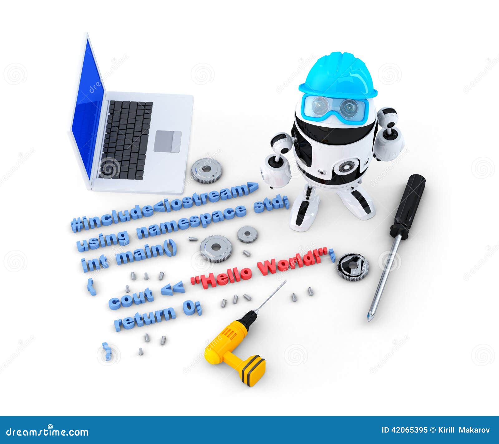 Robot Con Gli Strumenti Ed Il Codice Sorgente Di Programma Isolato ... Robot Con Gli Strumenti Ed Il Codice Sorgente Di Programma Isolato ...