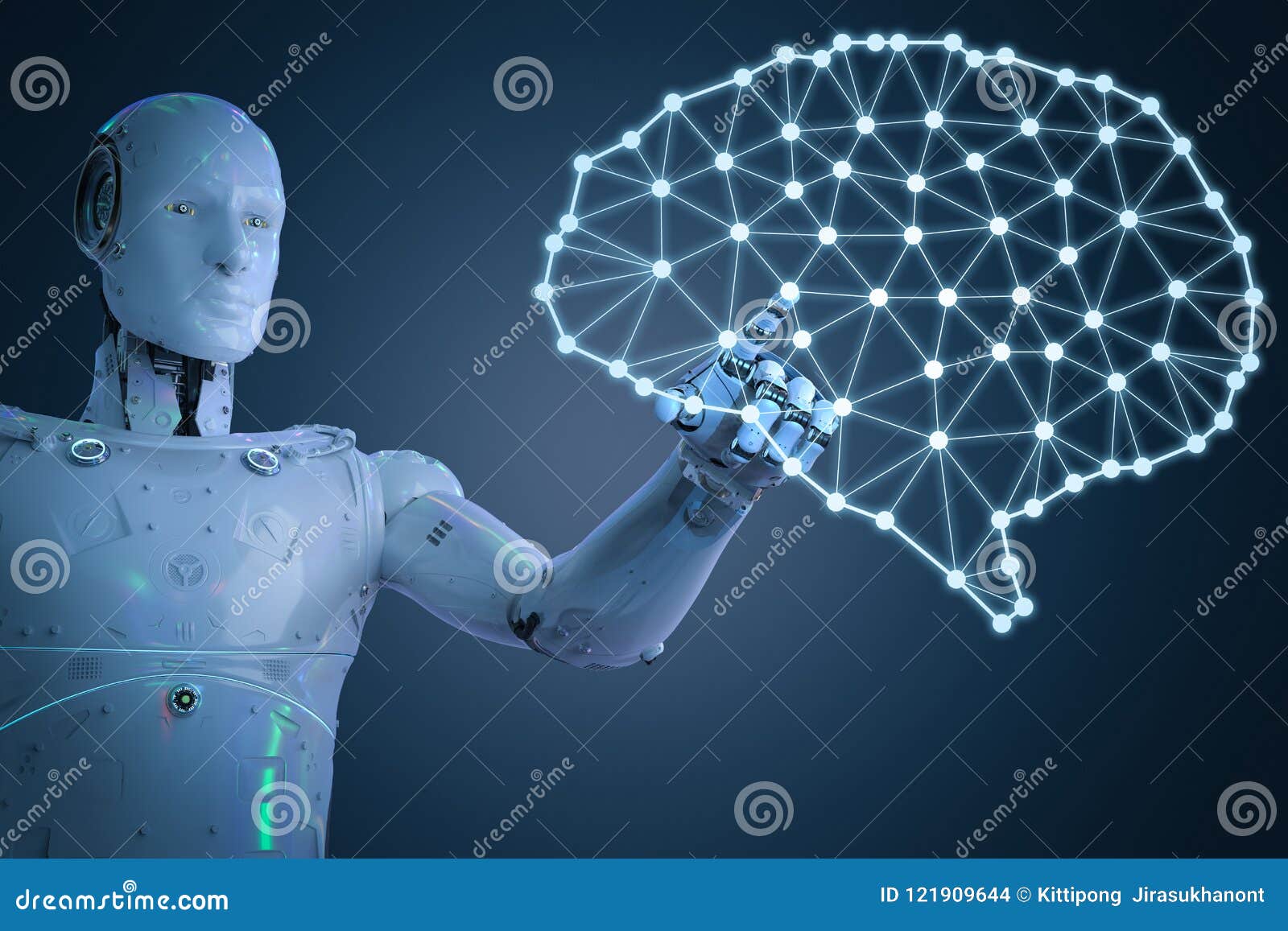 Robot Con Il Cervello Di Ai Illustrazione di Stock - Illustrazione di ...