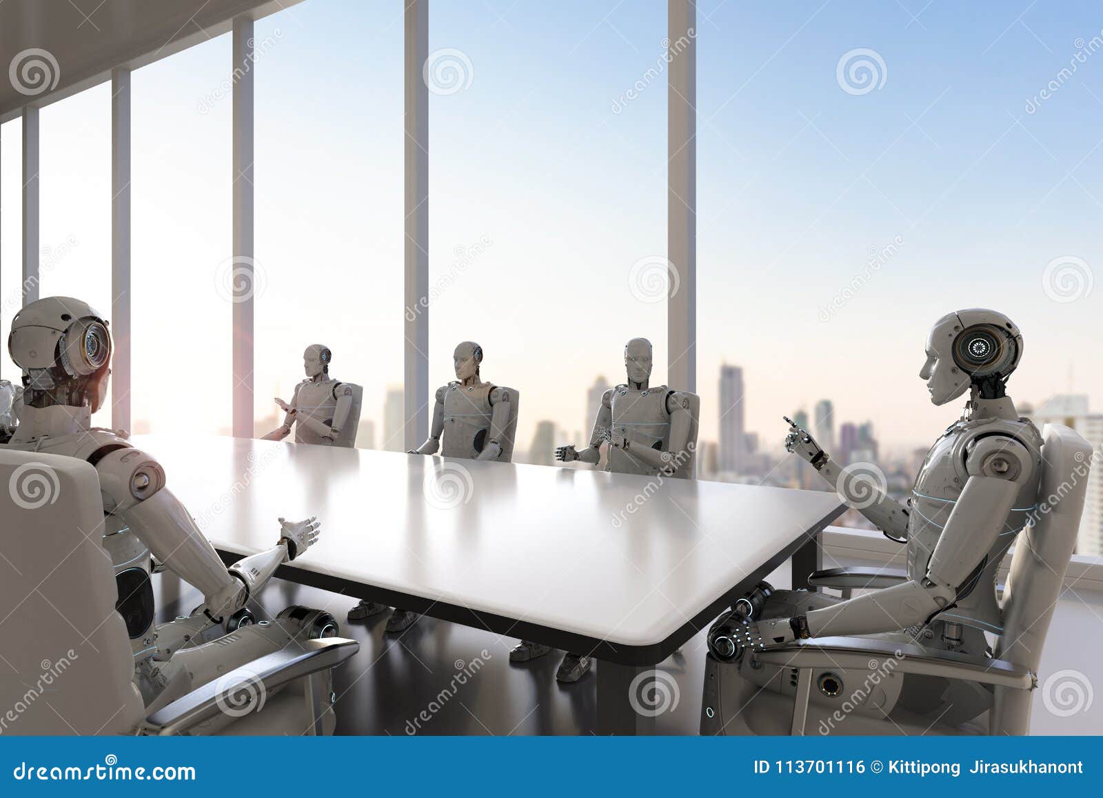 Robot in conference room stock illustration. Illustration of automatic ...