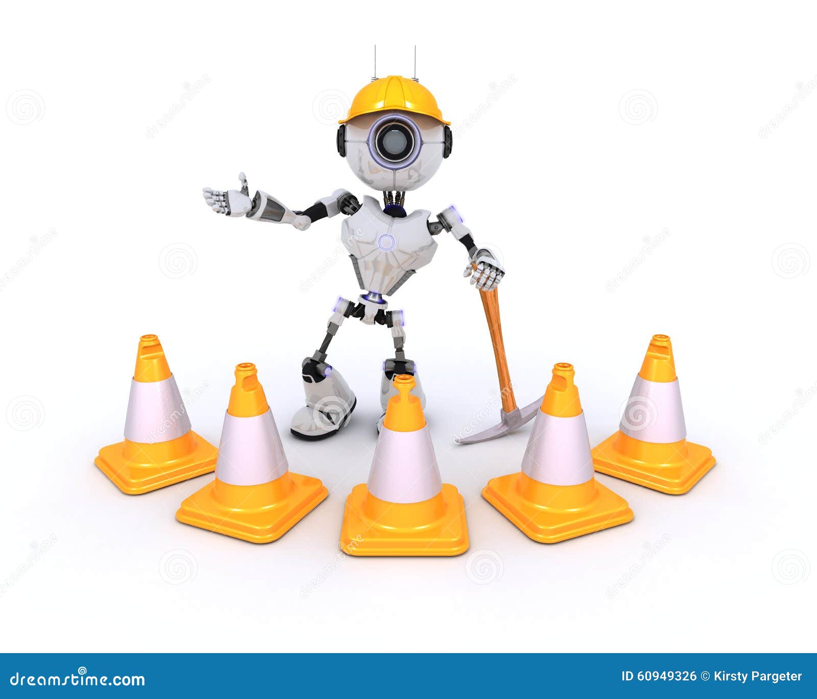 Robot at construction site stock illustration. Illustration of work ...
