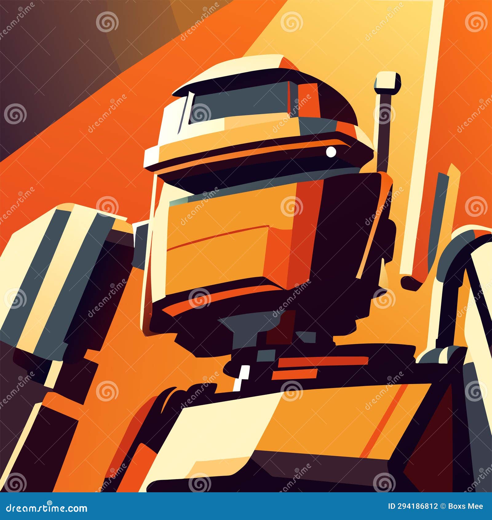 Robot on the Construction Site. Vector Illustration in a Flat Style ...