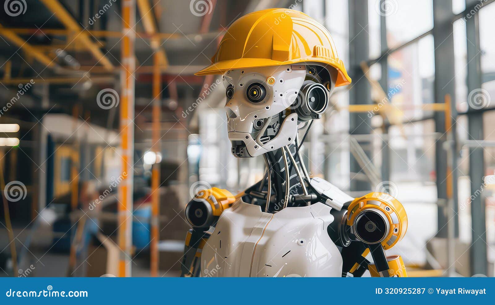 Robot Construction Worker in Industrial Environment Generated with AI ...