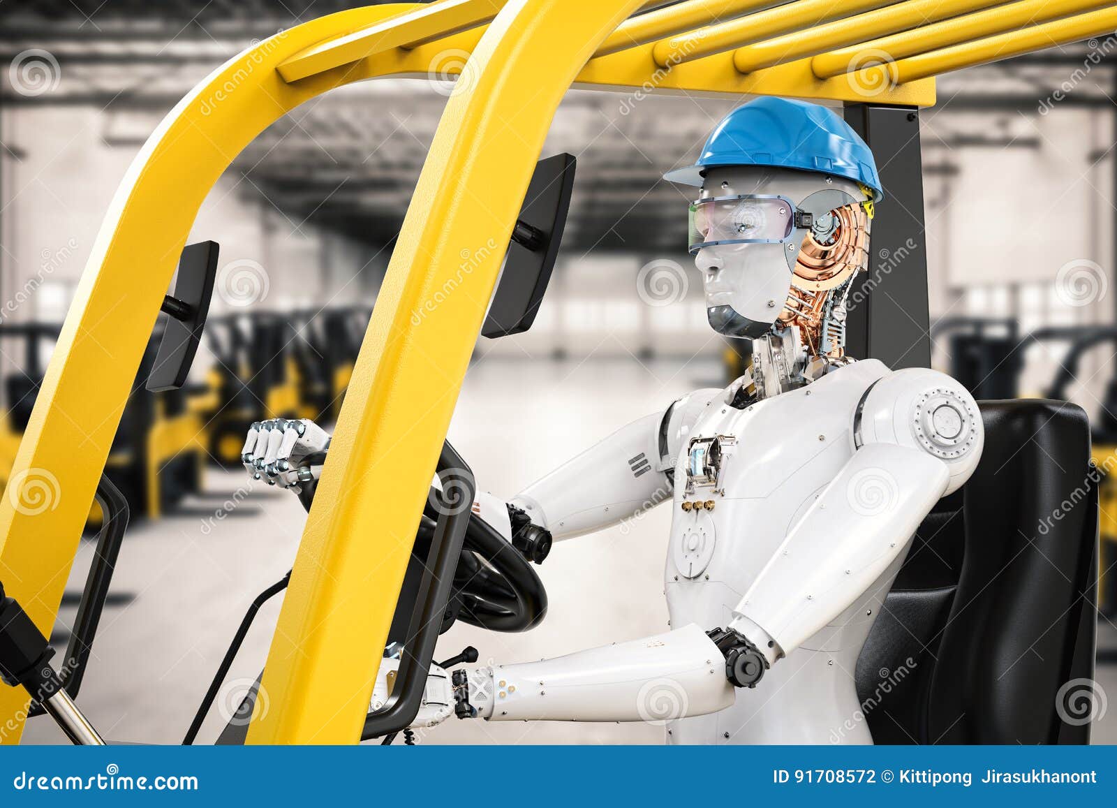 Robot Control Forklift Truck Stock Illustration - Illustration of drive ...