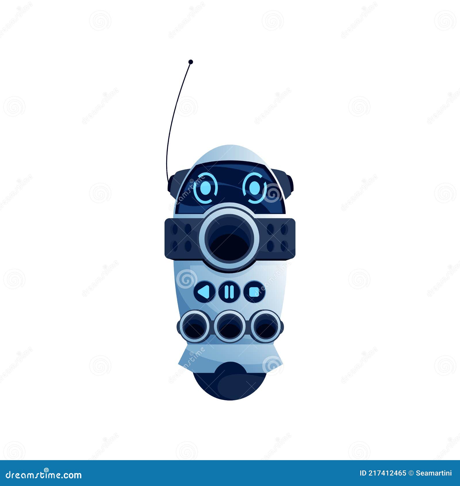 Robot Control Panel with Stop, Play, Record Button Stock Vector ...