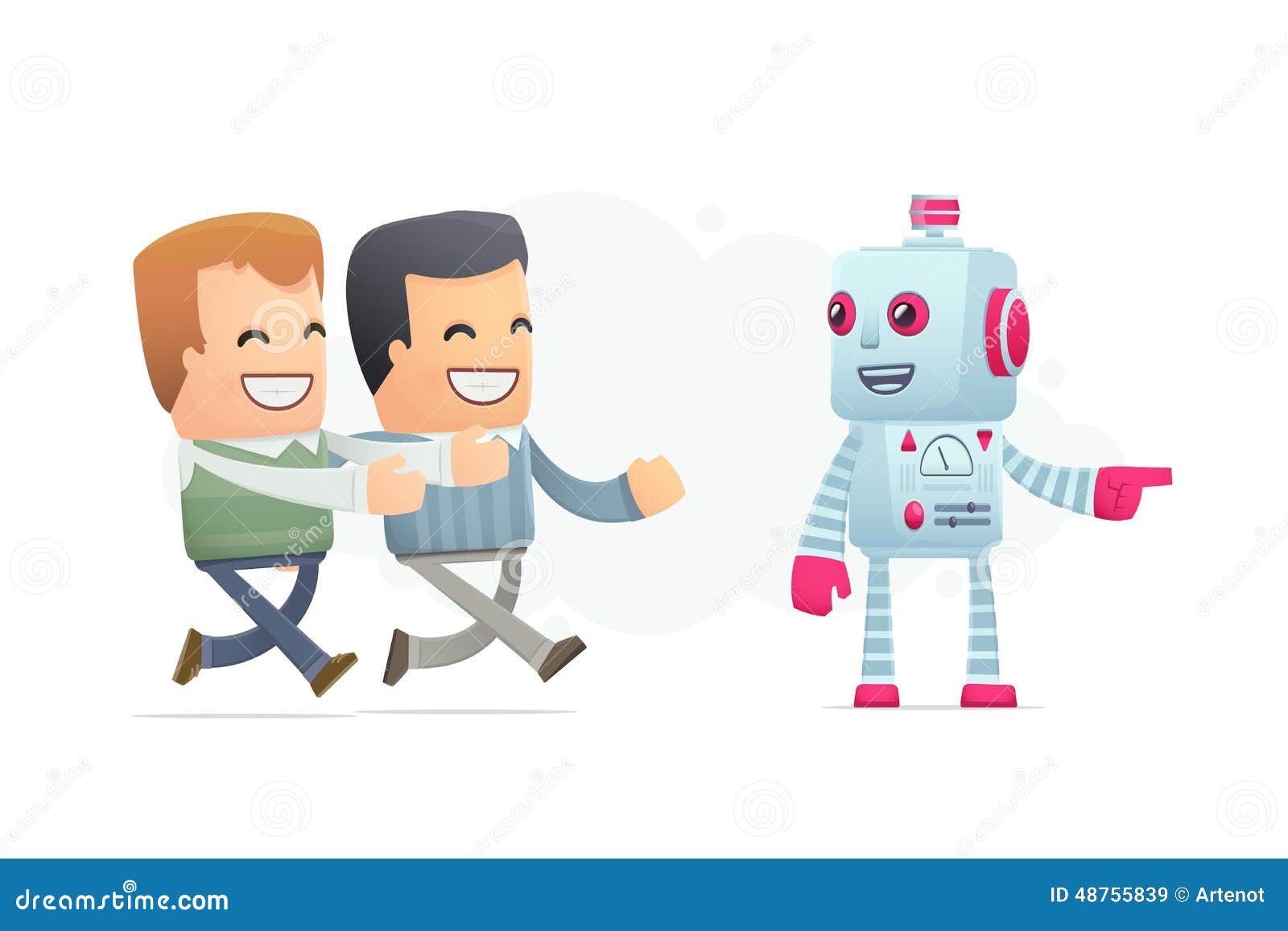 Robot Controls The Handling Robot. Cartoon Vector | CartoonDealer.com ...