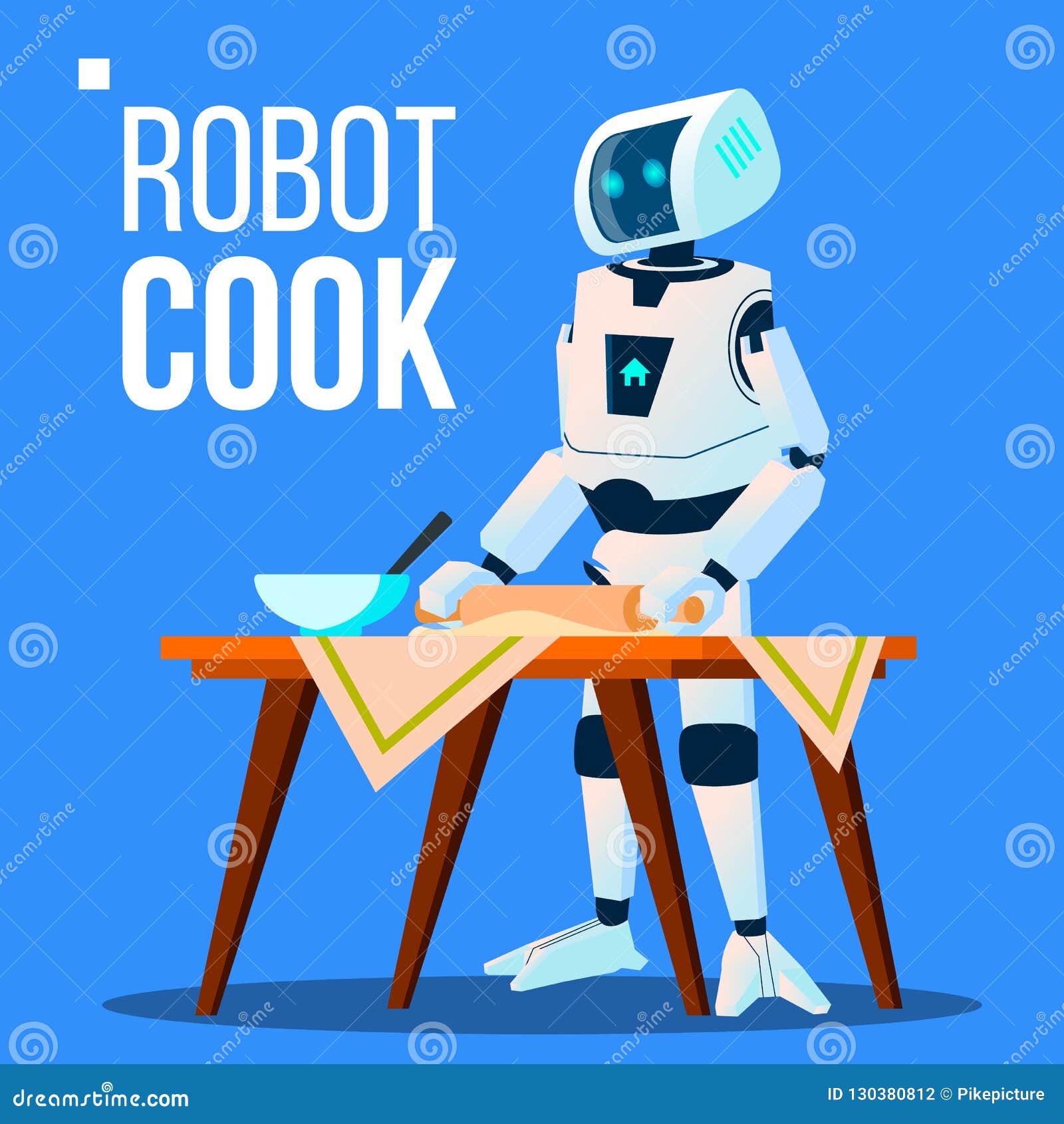 Robot Cook Cooking Food Vector. Isolated Illustration Stock Vector ...