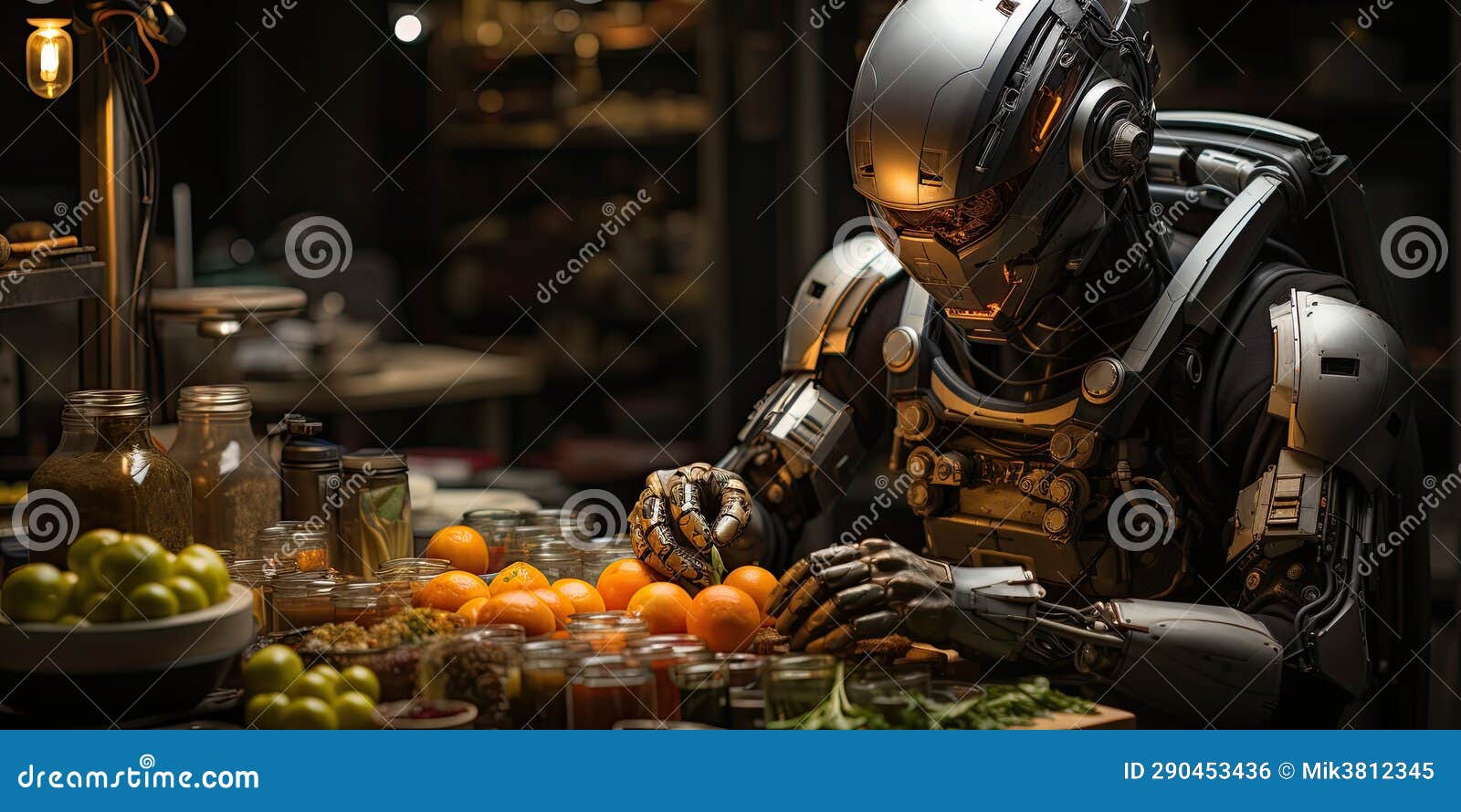 Robot Cooking in the Kitchen. Stock Illustration - Illustration of ...