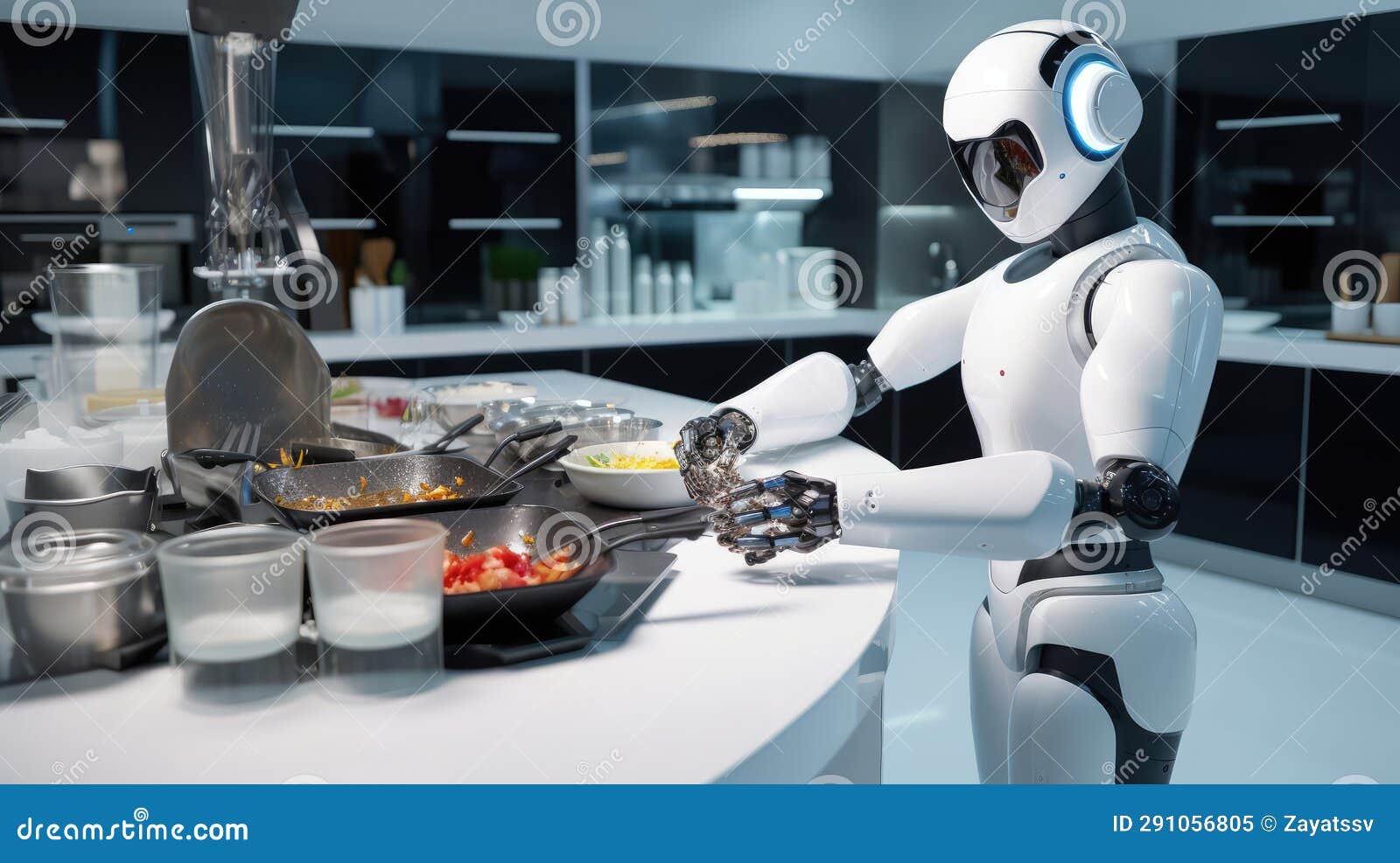 Robot Cooks the Food in a Modern Kitchen. Technologies in Modern Life ...