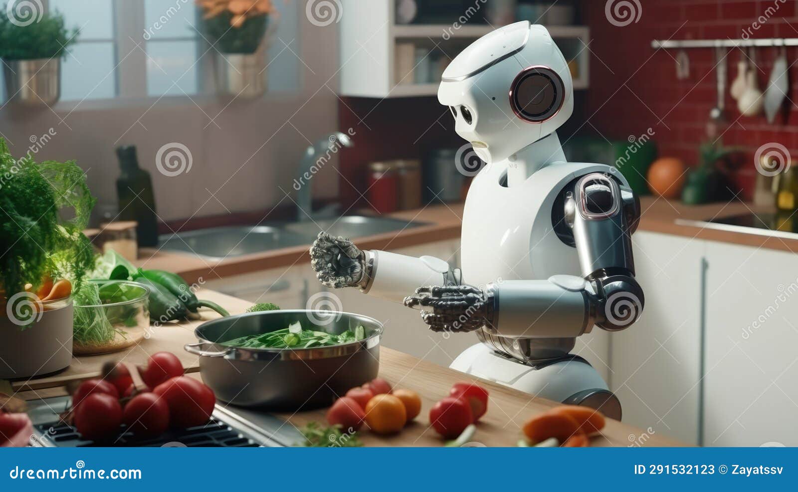 Robot Cooks the Food in a Modern Kitchen. Technologies in Modern Life ...