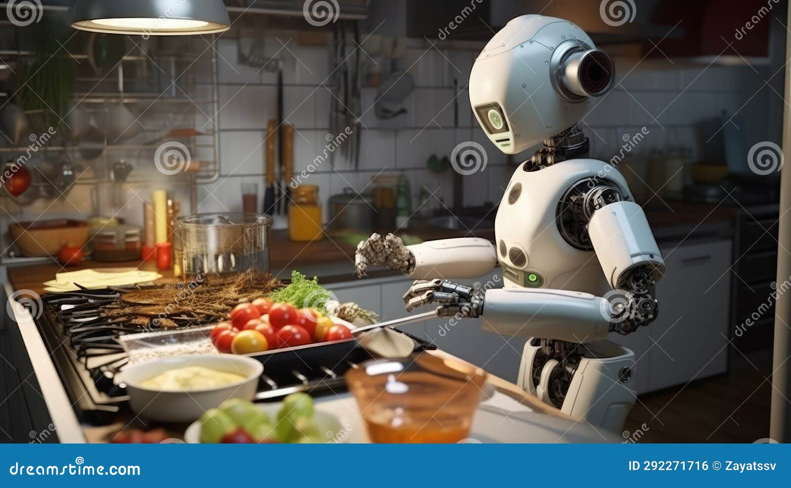 Robot Cooks the Food in a Modern Kitchen. Technologies in Modern Life ...