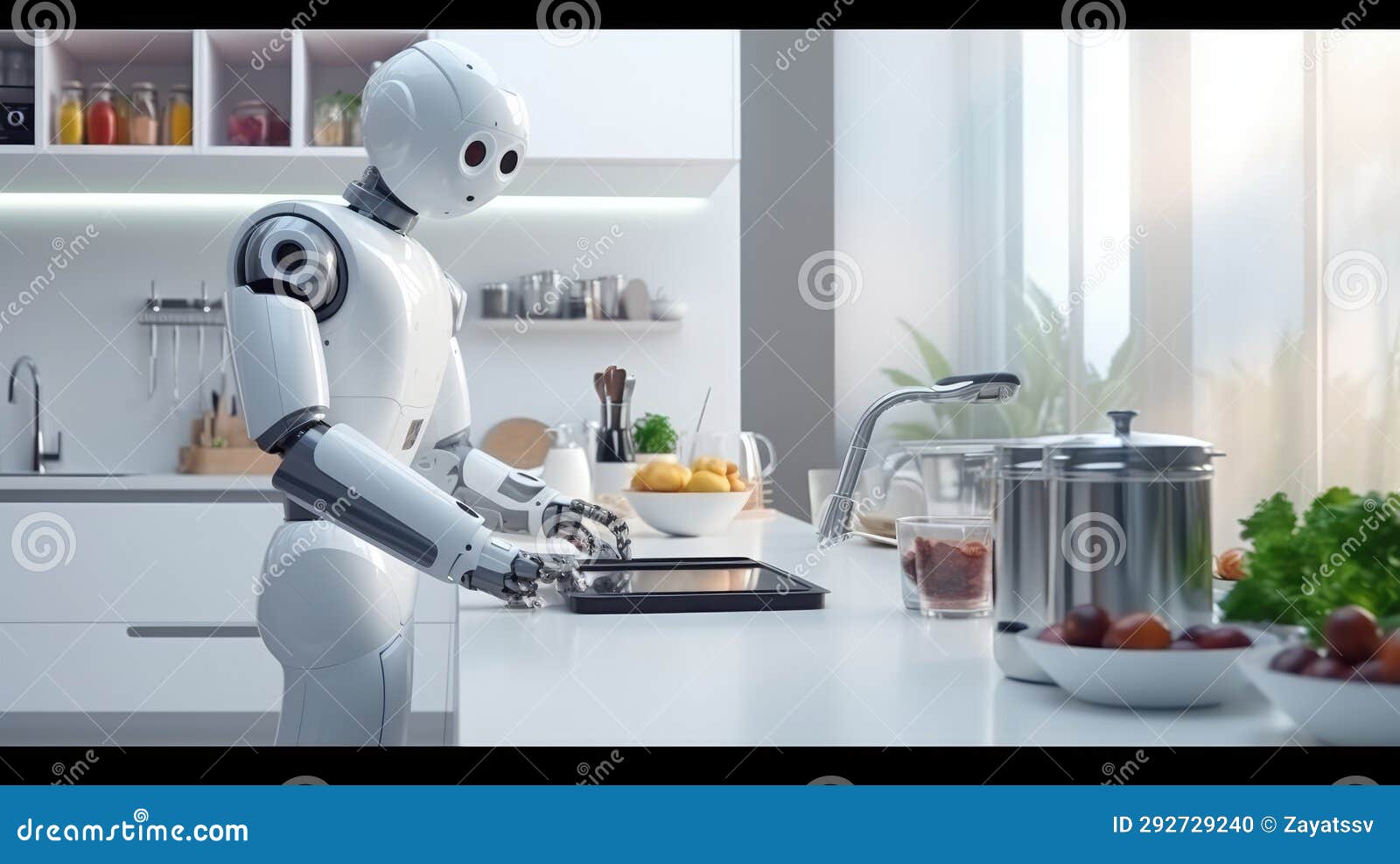 Robot Cooks the Food in a Modern Kitchen. Technologies in Modern Life ...