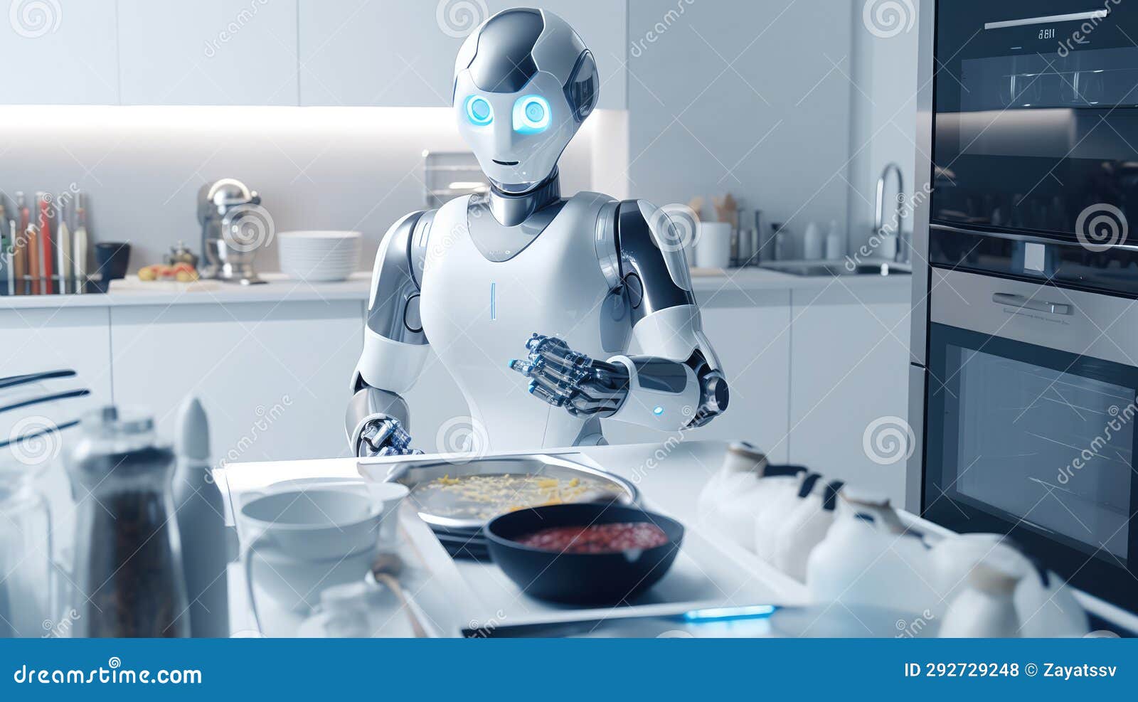 Robot Cooks the Food in a Modern Kitchen. Technologies in Modern Life ...