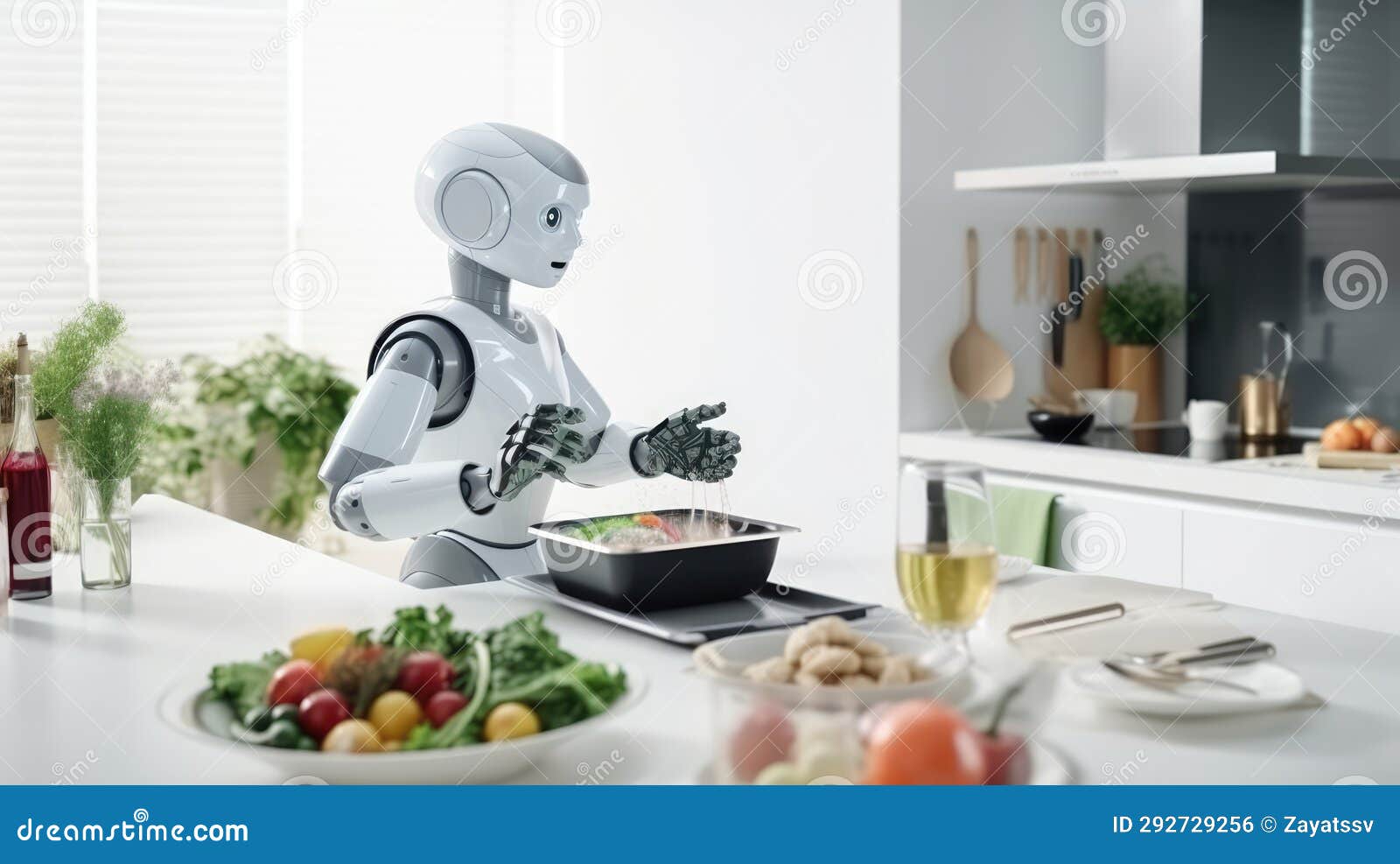 Robot Cooks the Food in a Modern Kitchen. Technologies in Modern Life ...