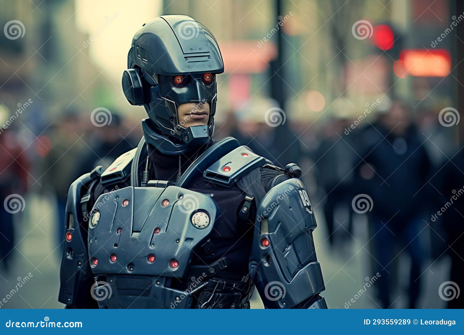 A Robot Cop Patrolling The Street Stock Image | CartoonDealer.com ...
