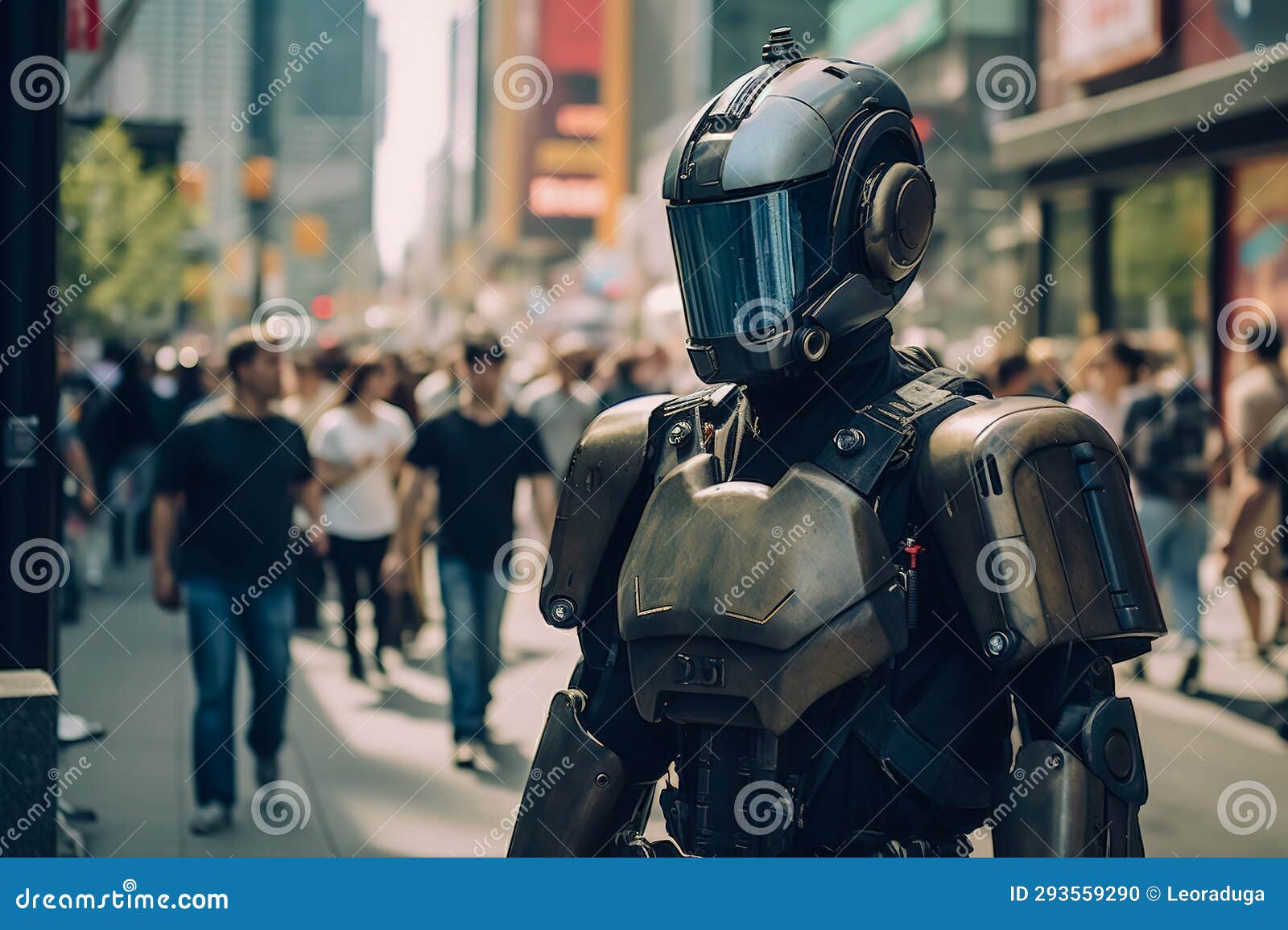 A Robot Cop Patrolling The Street Stock Photography | CartoonDealer.com ...