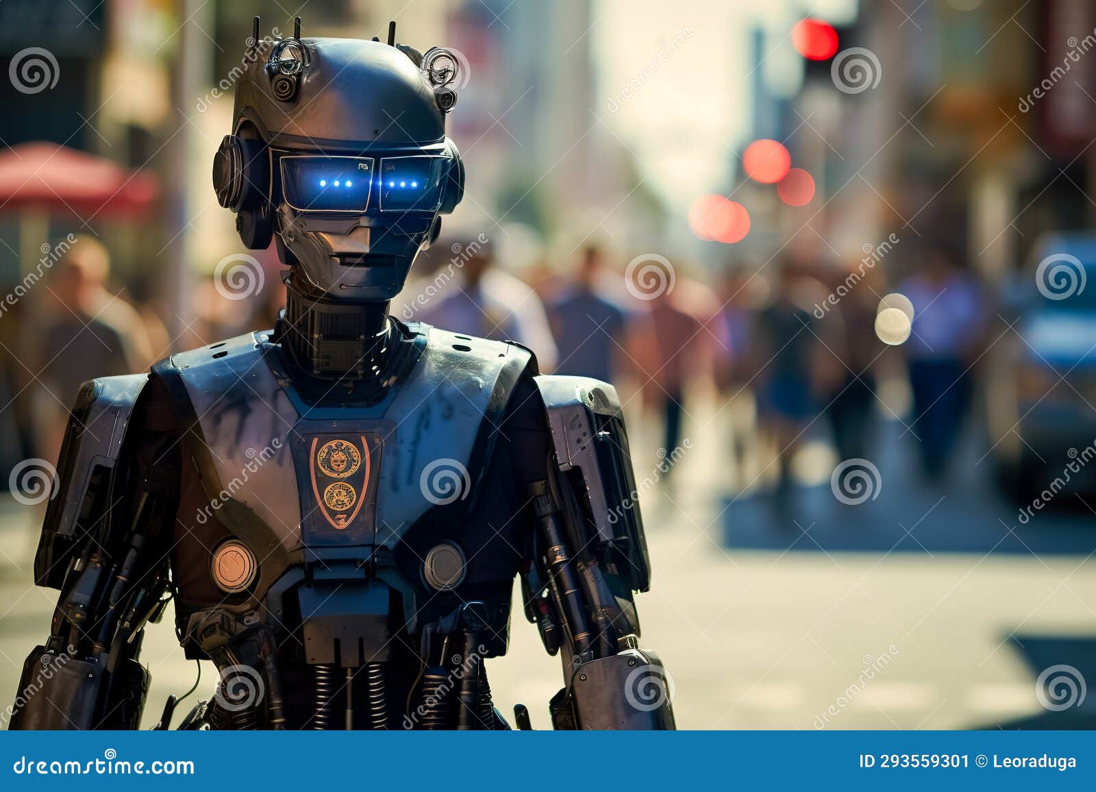 A Robot Cop Patrolling The Street Stock Image | CartoonDealer.com ...