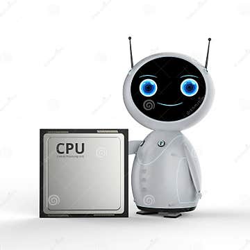 Robot with cpu chip stock illustration. Illustration of futuristic ...