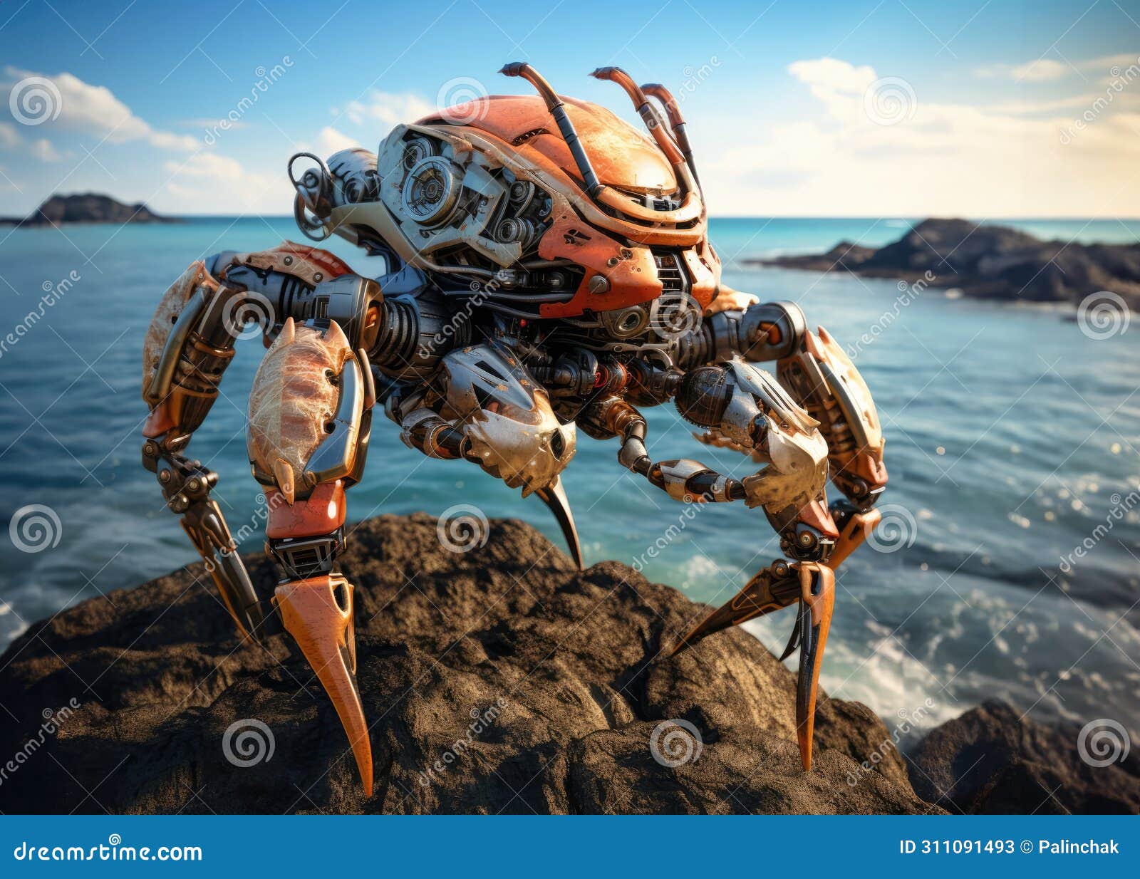 Robot Crab With Mechanical Limbs And Bright Colors Royalty-Free Stock ...